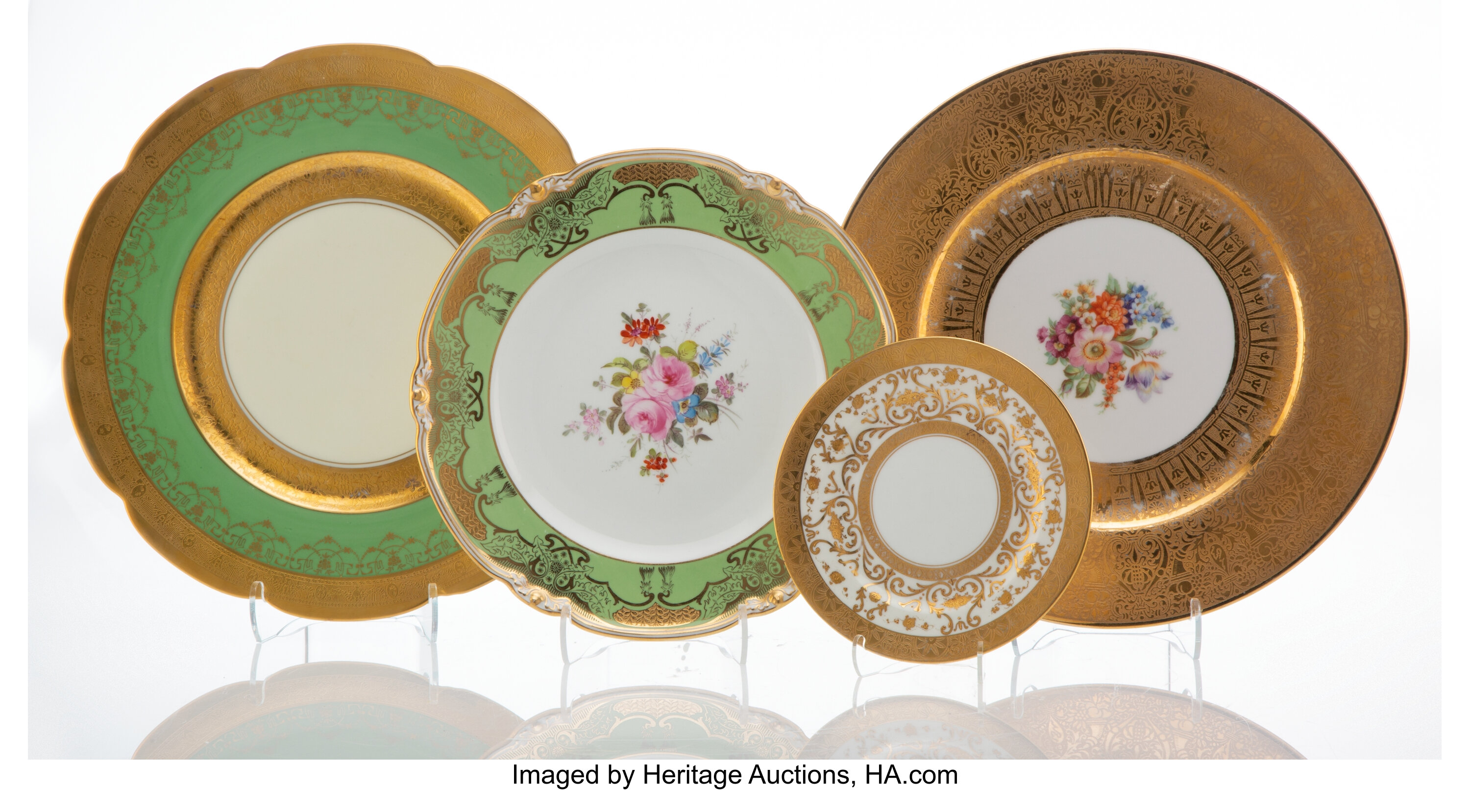 A Group of Fifty Various French and English Porcelain Plates, 20th ...