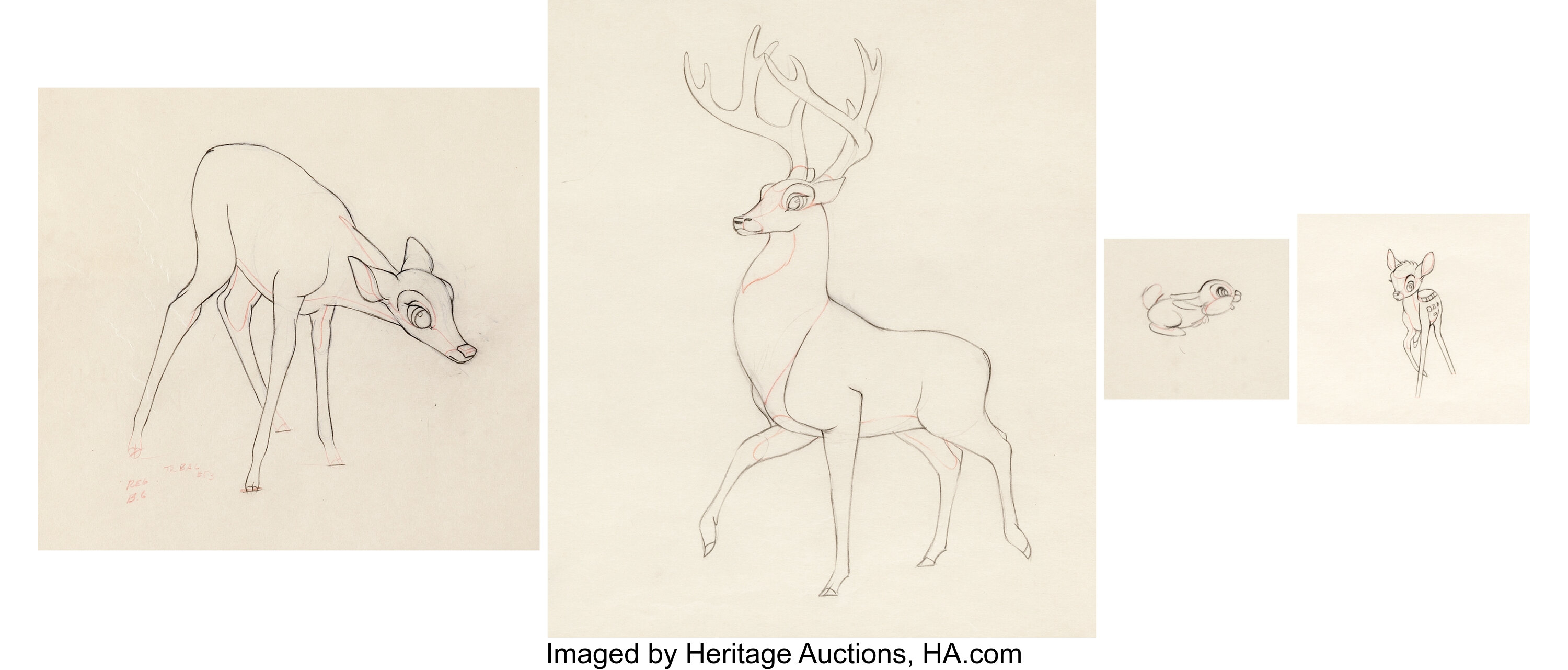 Bambi Animation Drawings Framed Display (Walt Disney, 1942).... | Lot ...