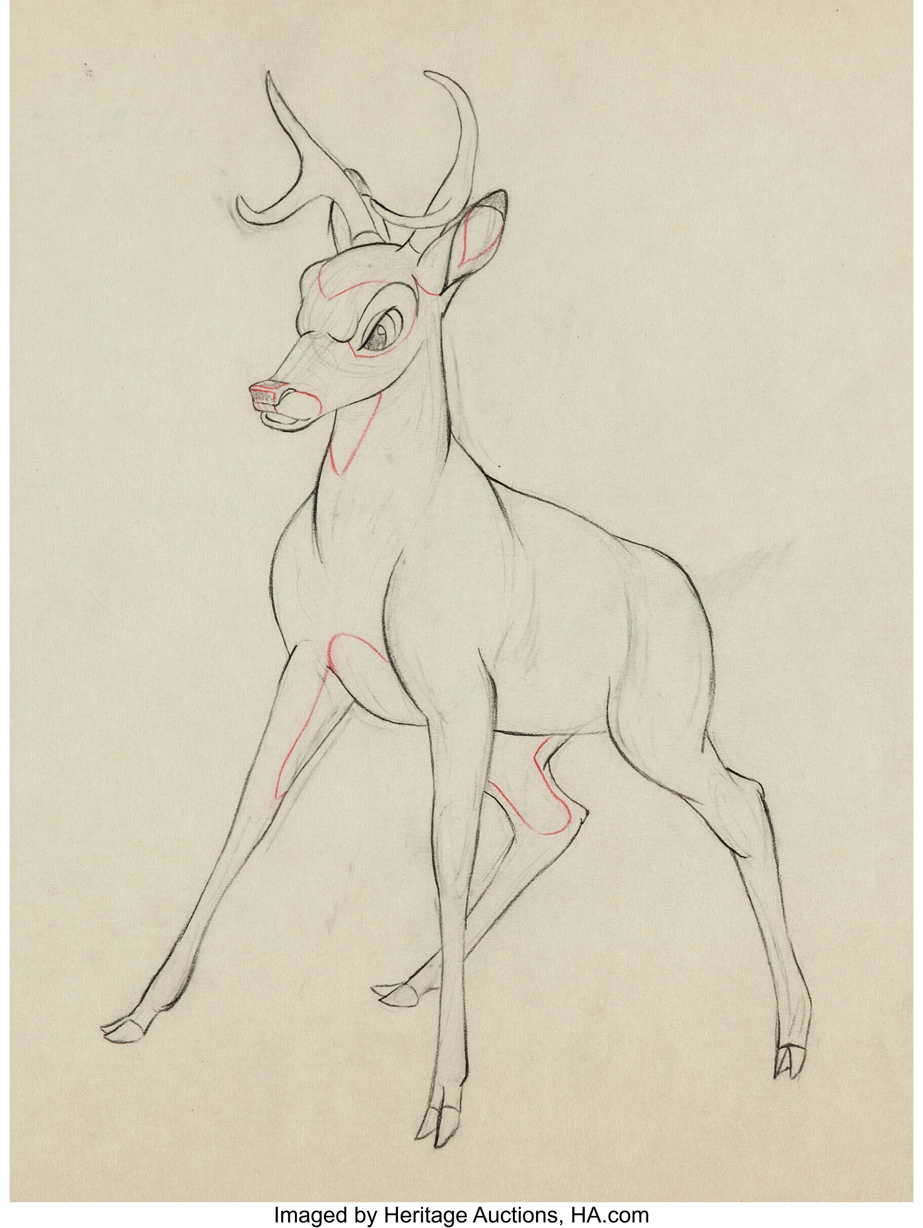 Bambi Original Animation Production Drawing (Walt Disney, 1942 ...
