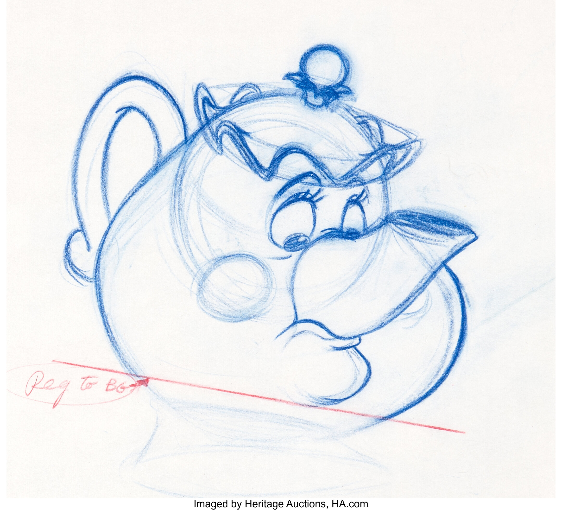 Beauty and the Beast Mrs. Potts Animation Drawings Group of 11 | Lot ...