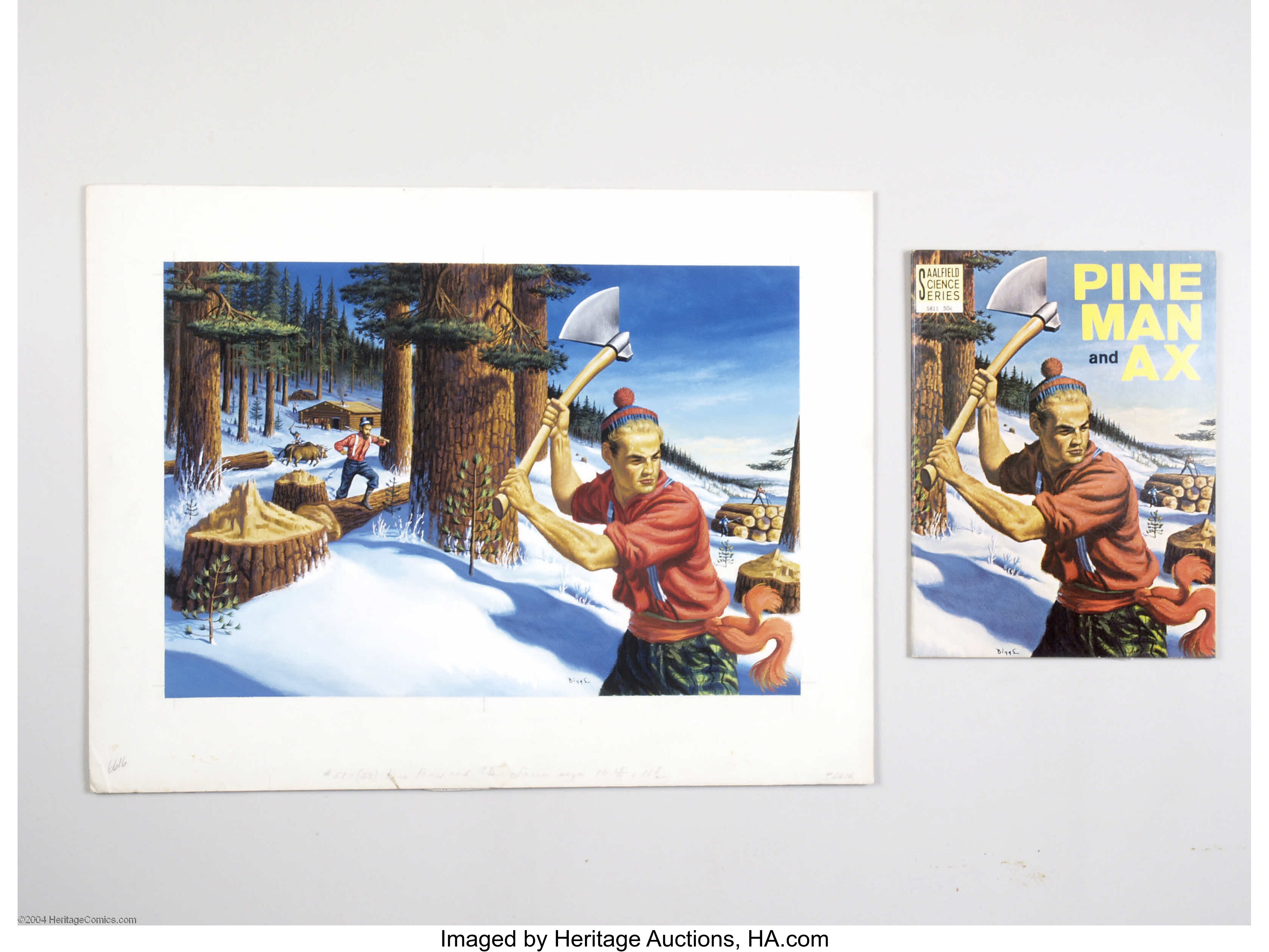 Geoffrey Biggs - Pine Man and Ax Children's Book Cover Original Art ...