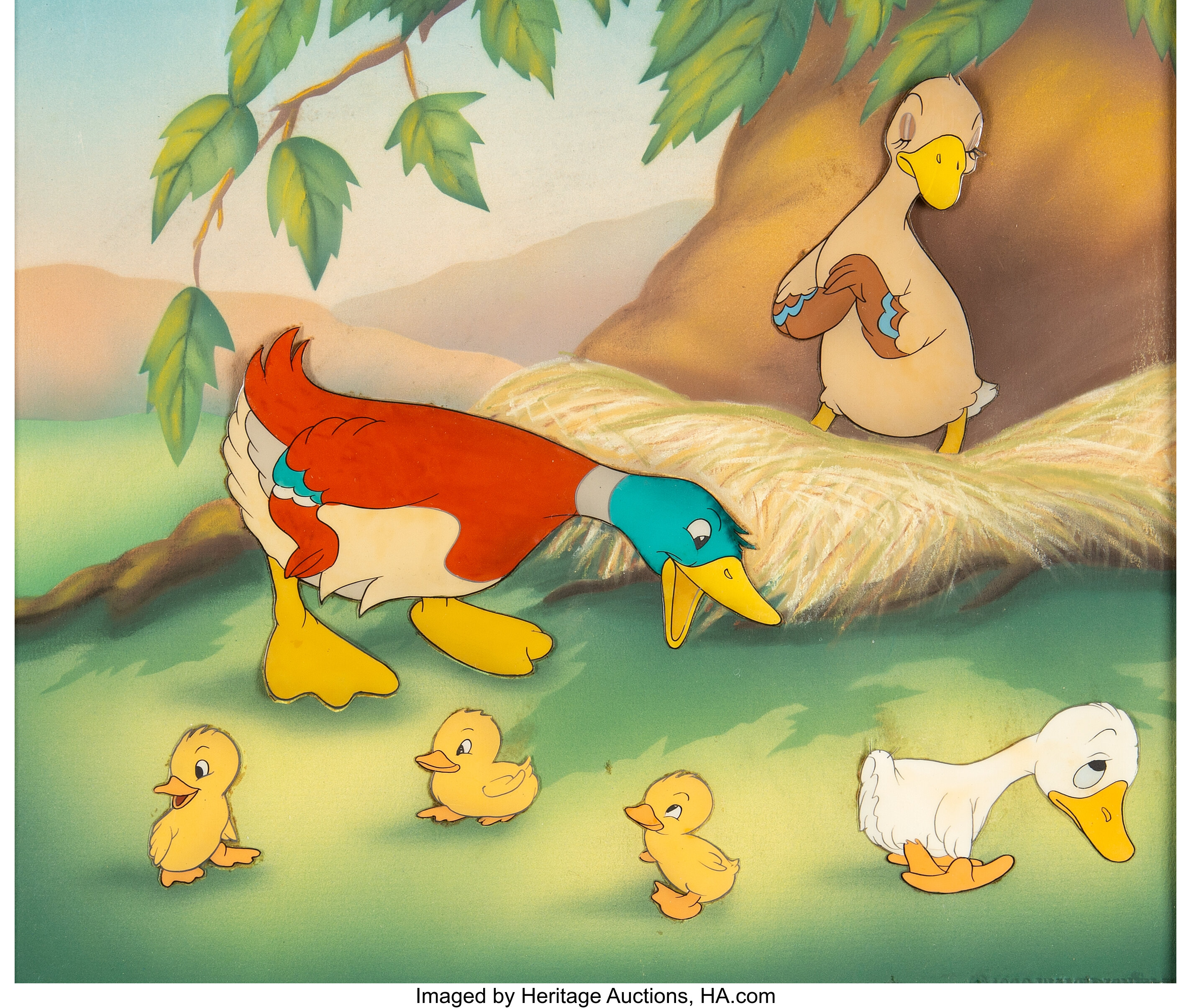 The Ugly Duckling Production Cel Courvoisier Setup Signed by Walt | Lot ...