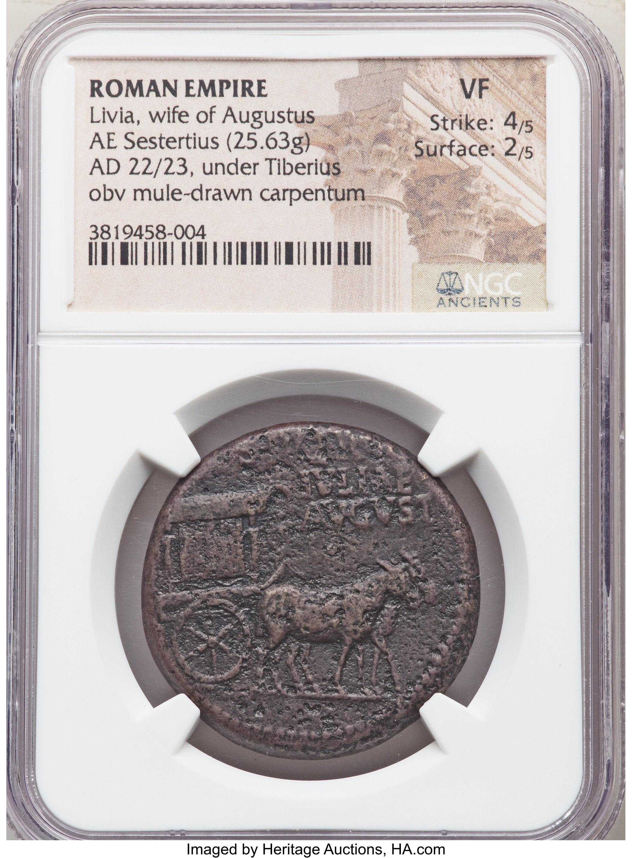 Ancients: Julia Augusta (Livia), wife of Augustus. AE sestertius | Lot ...