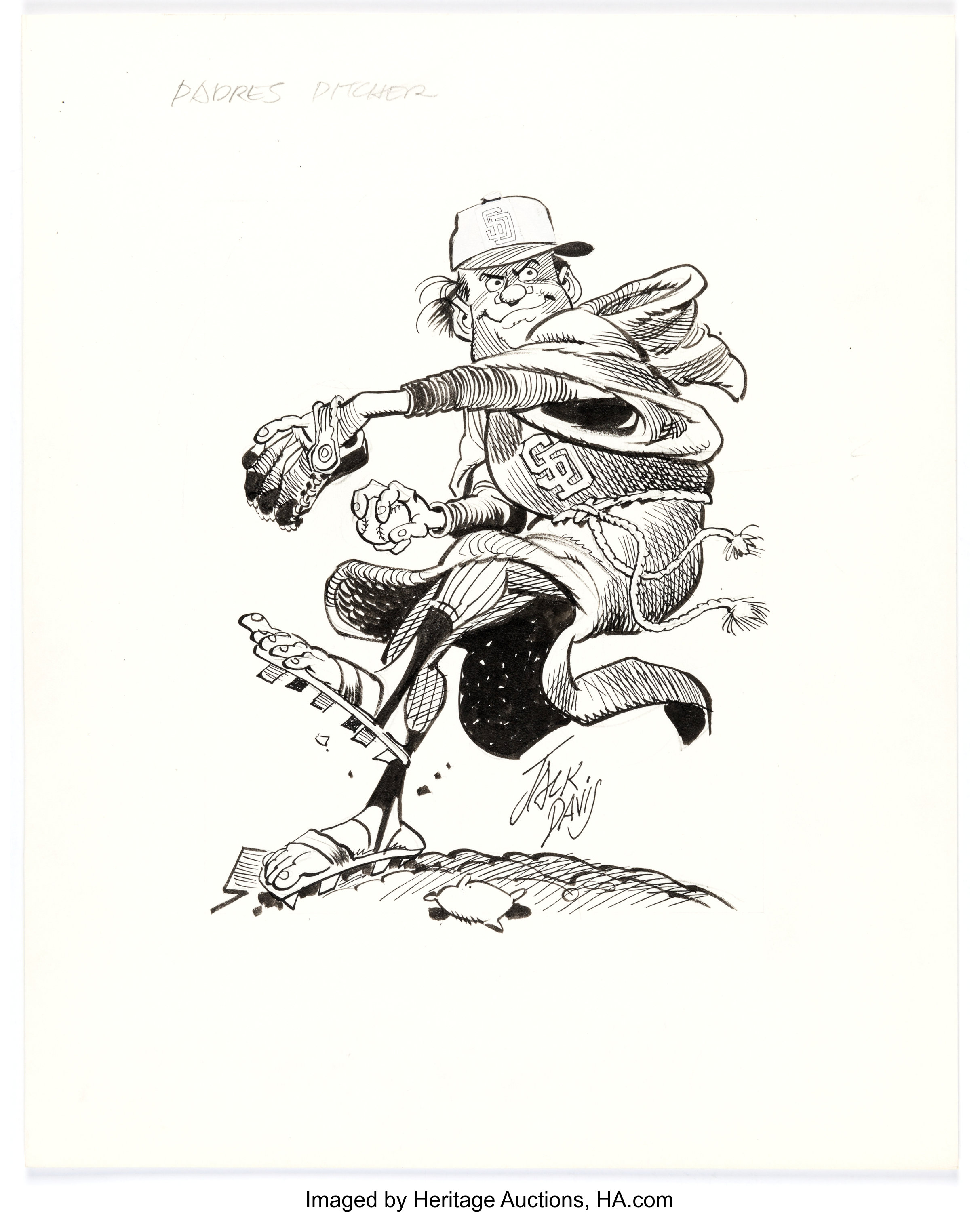 Jack Davis San Diego Padres Baseball Illustration Original Art (Hot ...