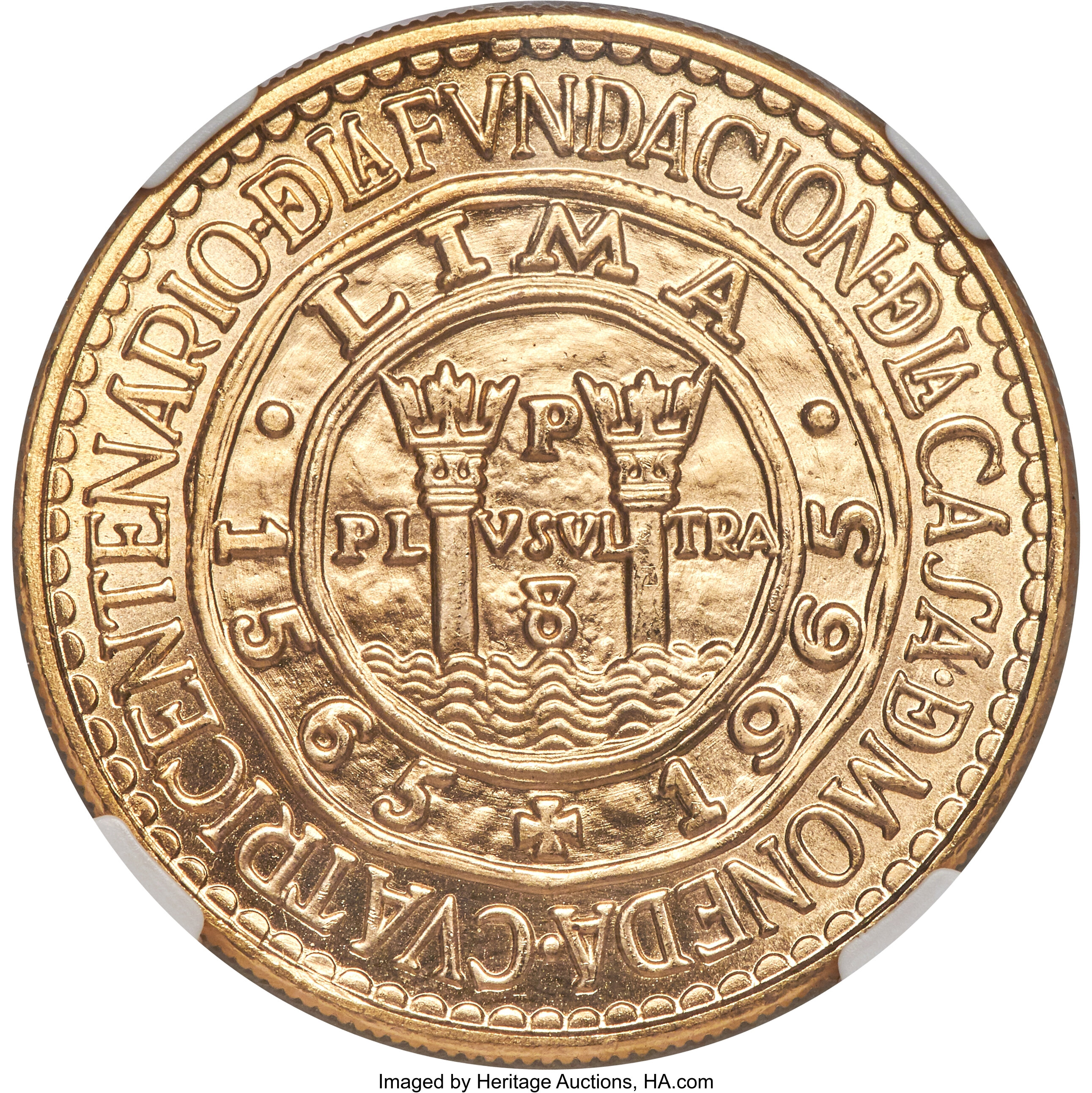 Peru: Republic gold "Lima Mint Anniversary" 100 Soles 1965 MS67 | Lot ...