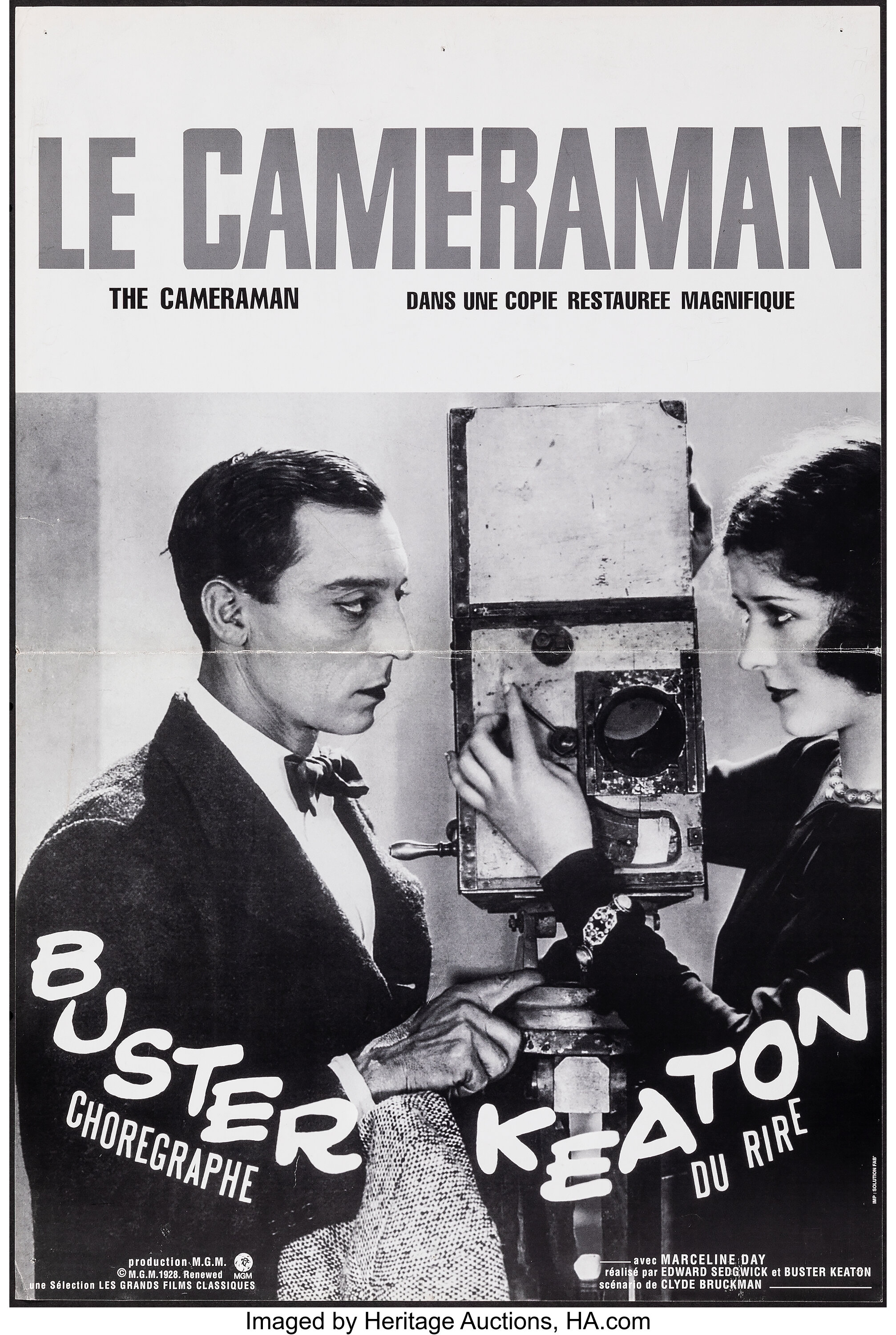 The Cameraman (MGM, R-1970s). Folded, Very Fine-. French Moyenne | Lot ...