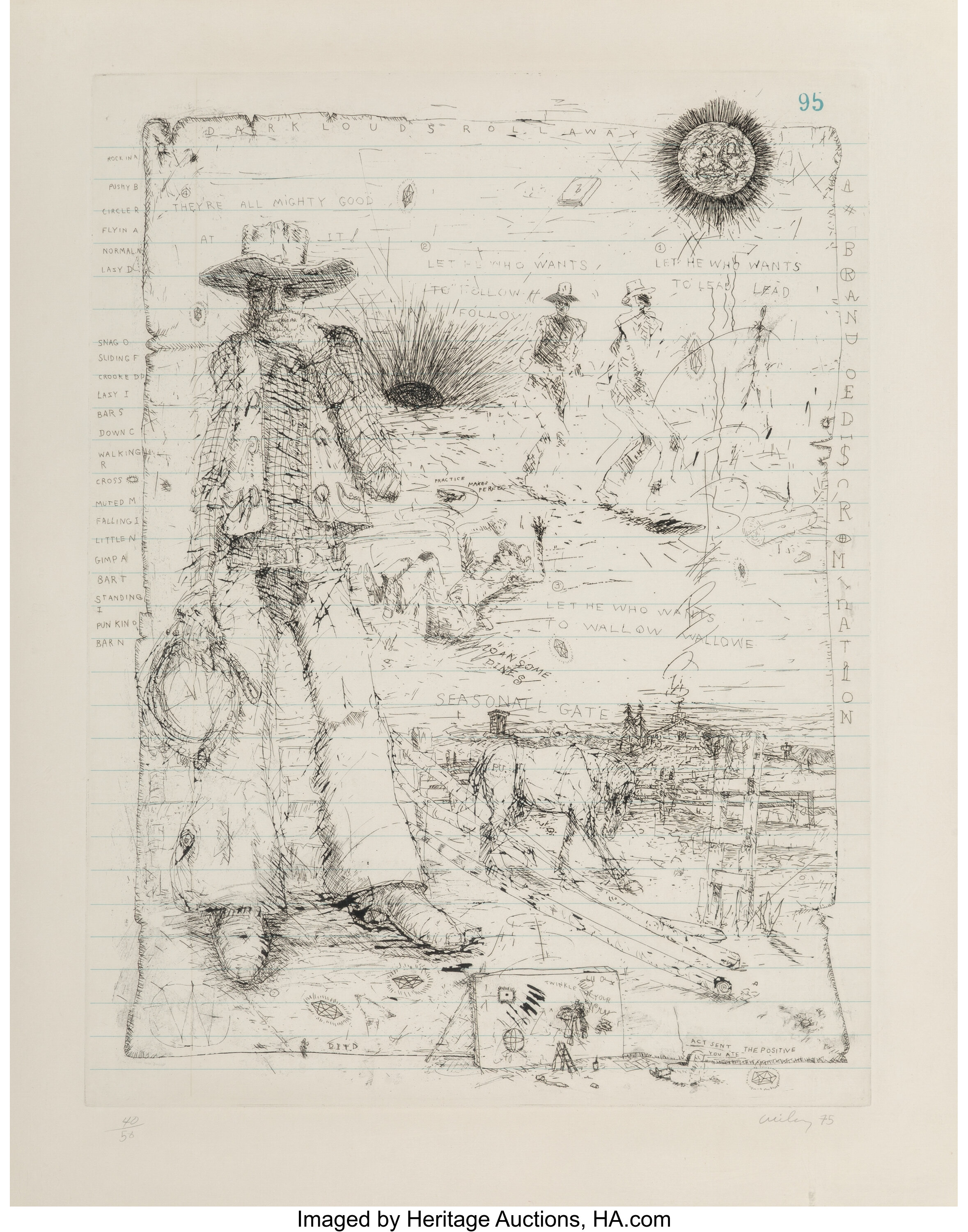 William T. Wiley (b. 1937). Seasonal Gate, 1975. Etching and | Lot ...