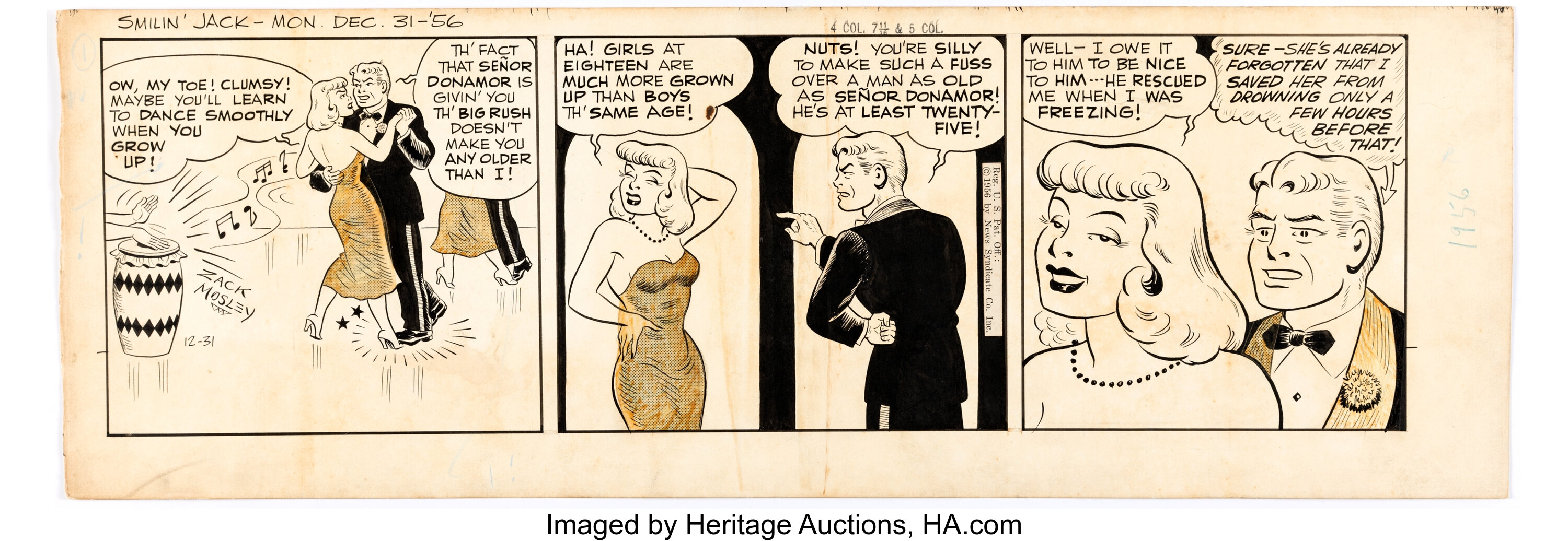 Zack Mosley Smilin' Jack Daily Comic Strip Original Art dated | Lot ...