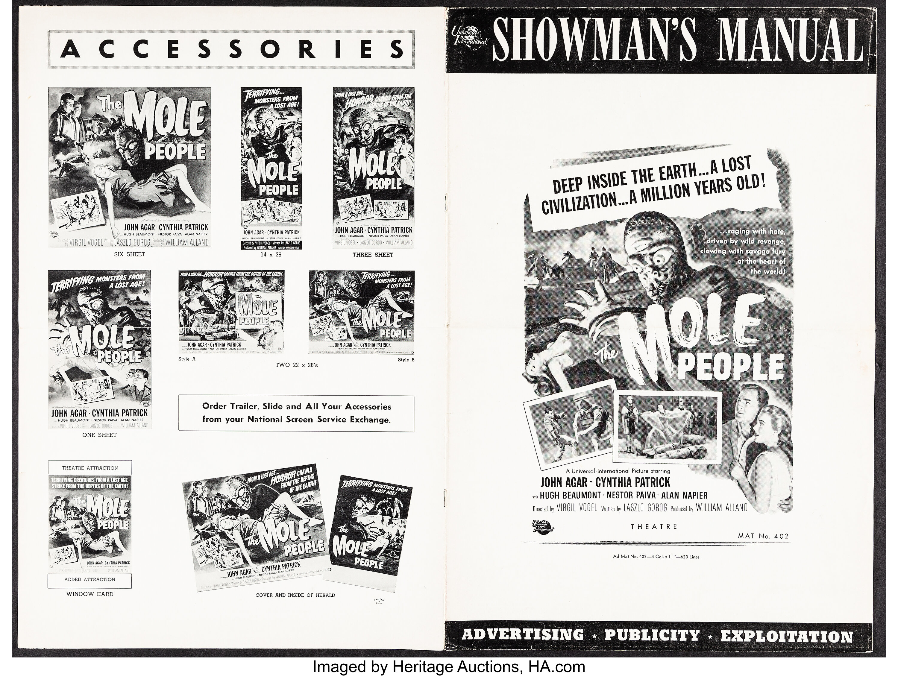 The Mole People (Universal International, 1956/R-1964). Folded, | Lot ...