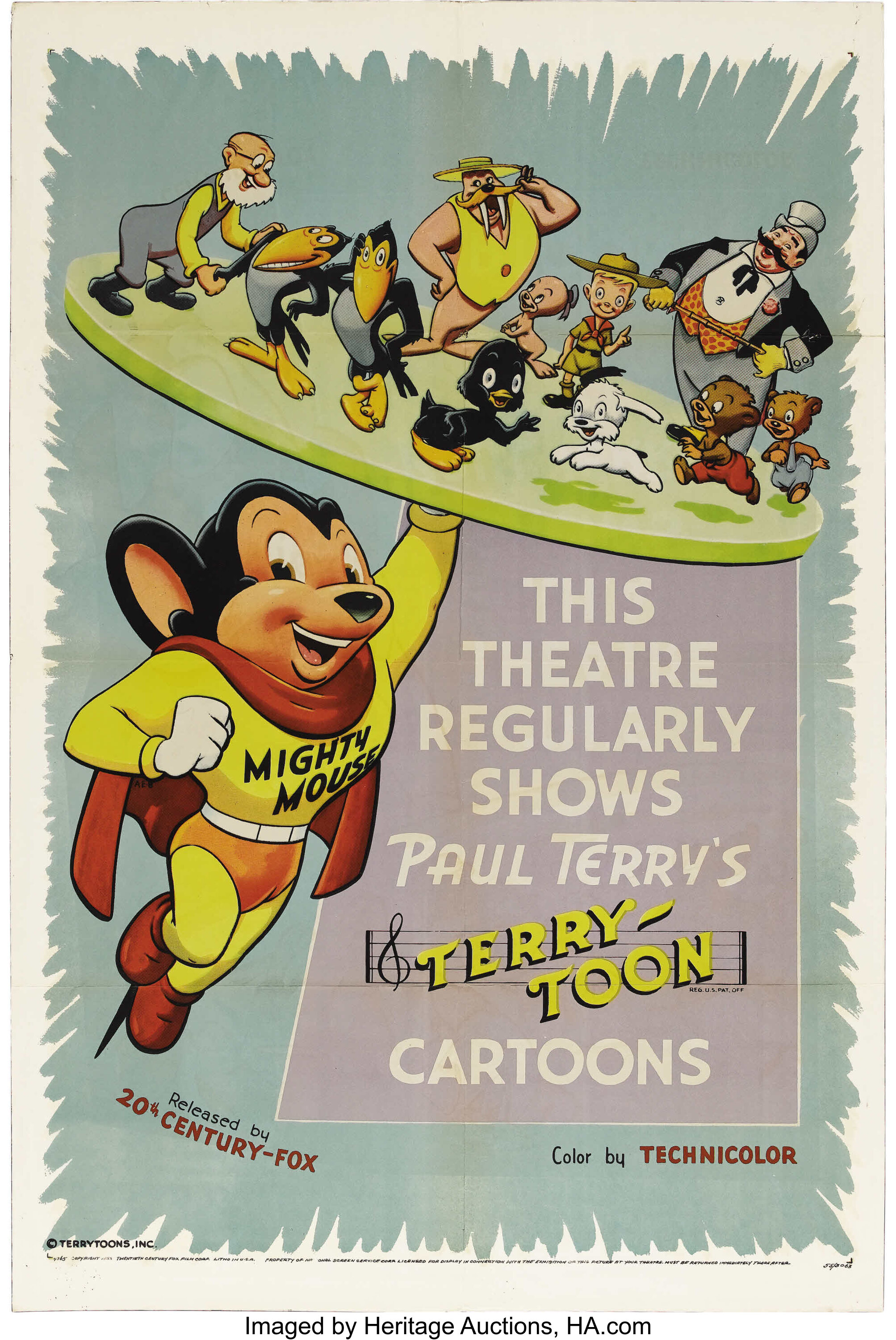 Terry-Toons Cartoons (20th Century Fox, 1955). Stock One Sheet (27 ...