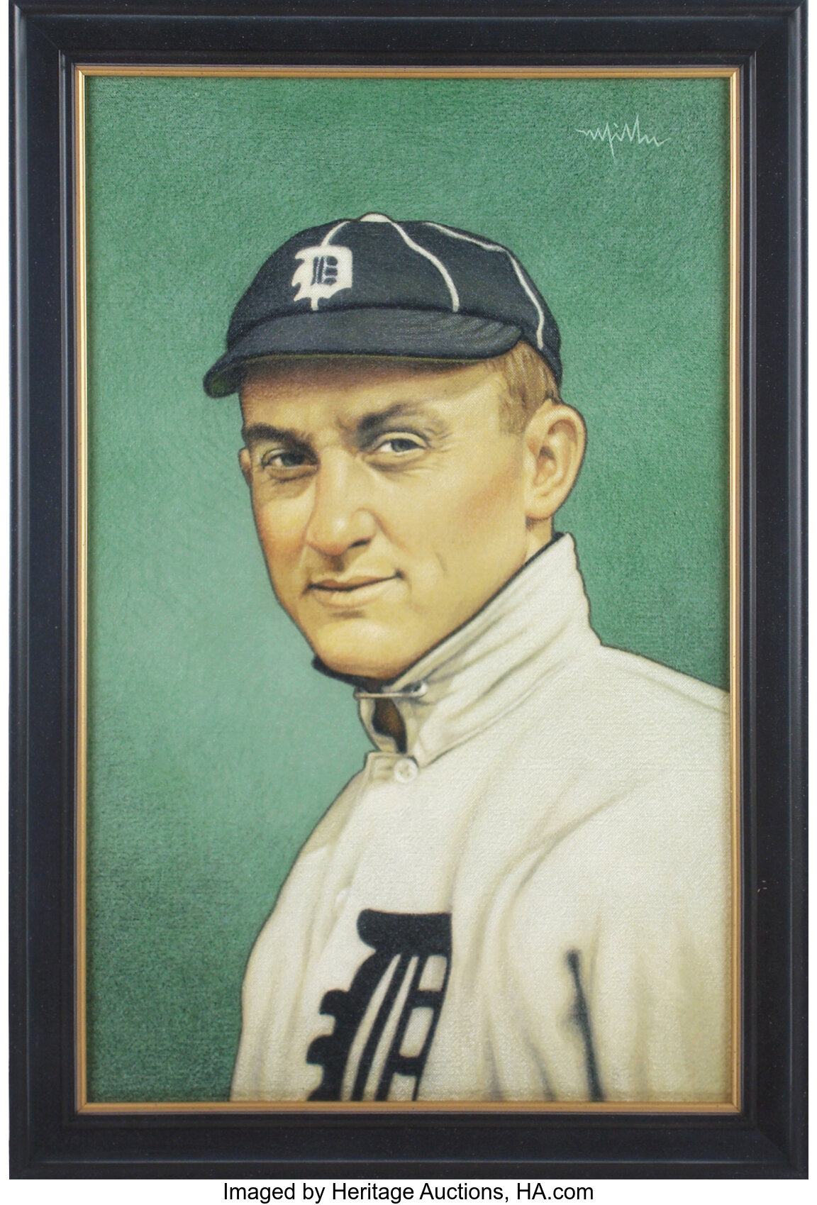 2018 Ty Cobb Original Painting by Arthur Miller.... Baseball | Lot ...
