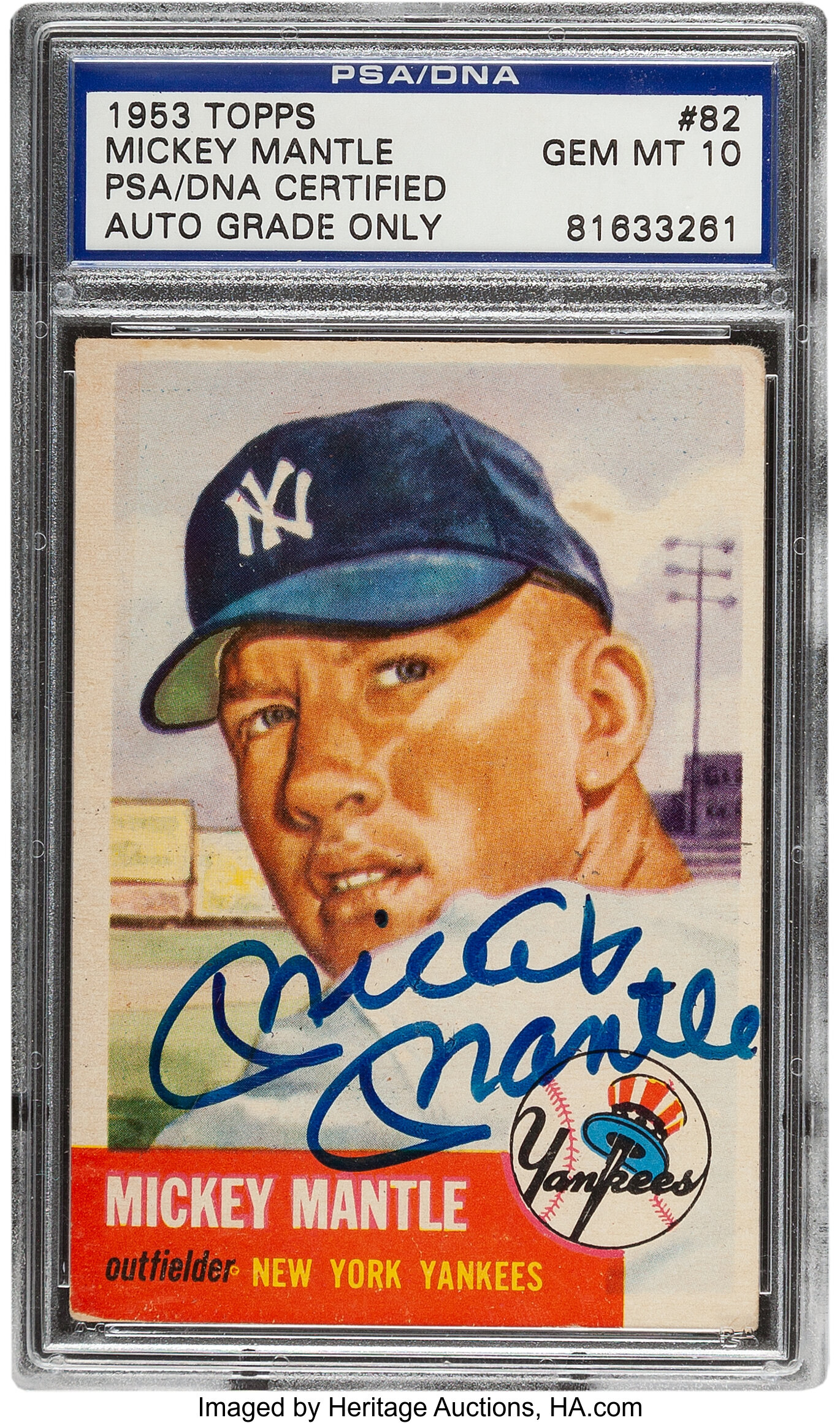 Signed 1953 Topps Mickey Mantle #82 PSA/DNA Gem Mint 10! ... | Lot ...