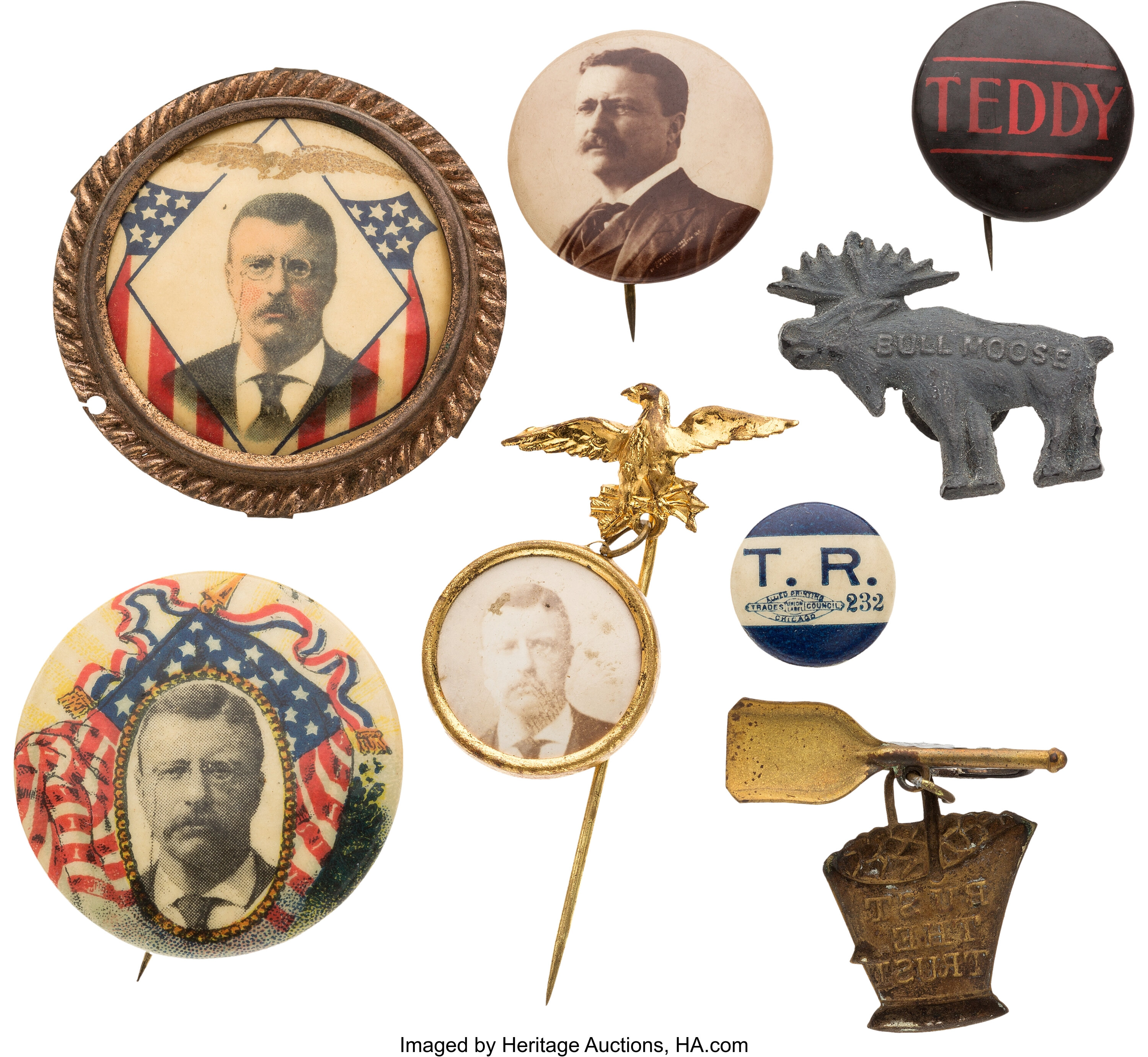 Theodore Roosevelt: Assorted Campaign Badges.... Political Pinback ...