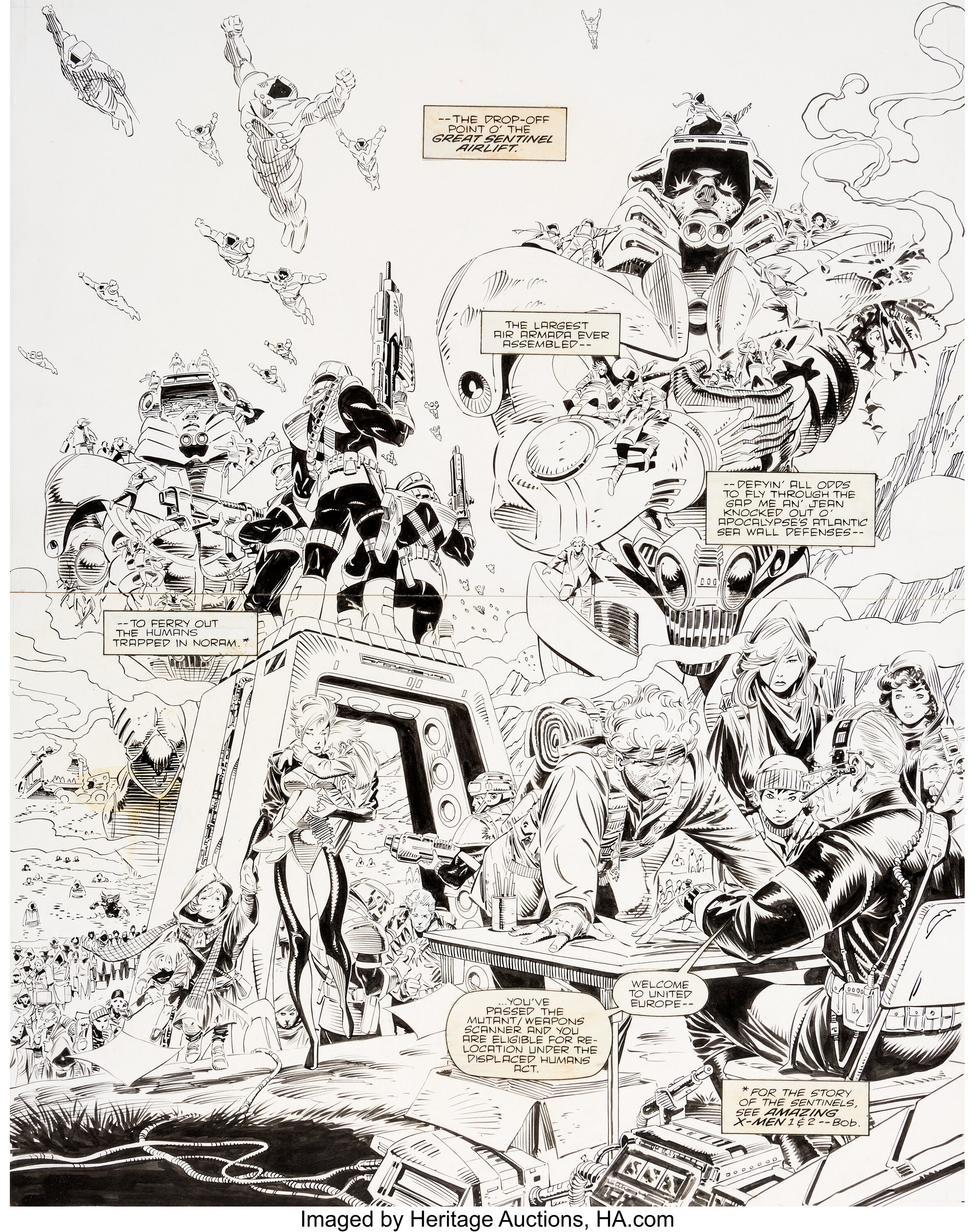 Adam Kubert and Dan Green Weapon X #2 Double Splash Page 2-3 | Lot ...