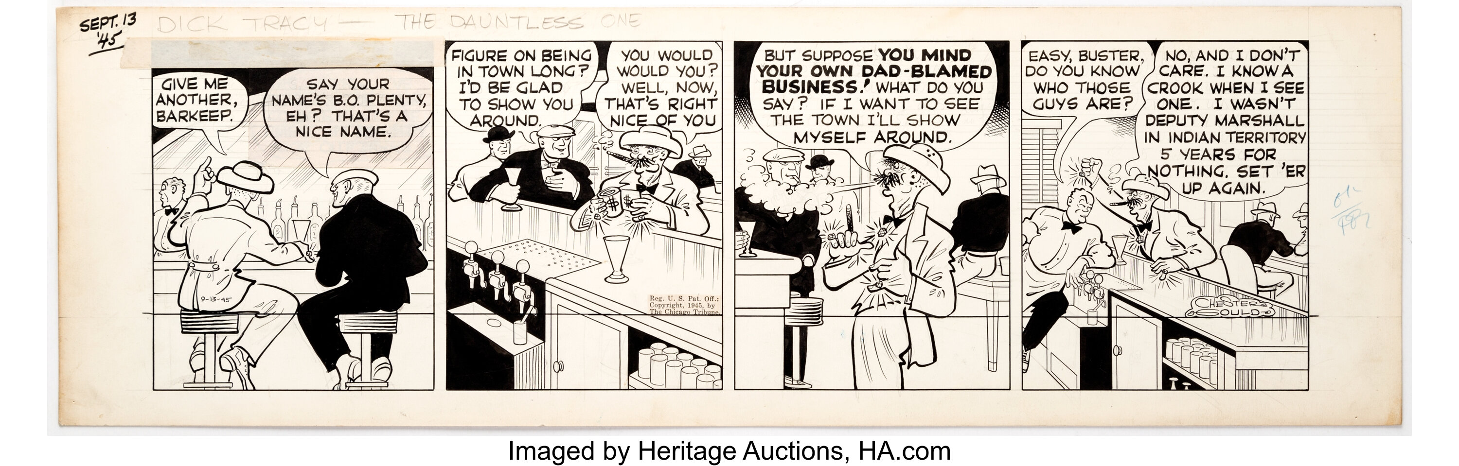 Chester Gould Dick Tracy Daily Comic Strip Original Art dated | Lot ...