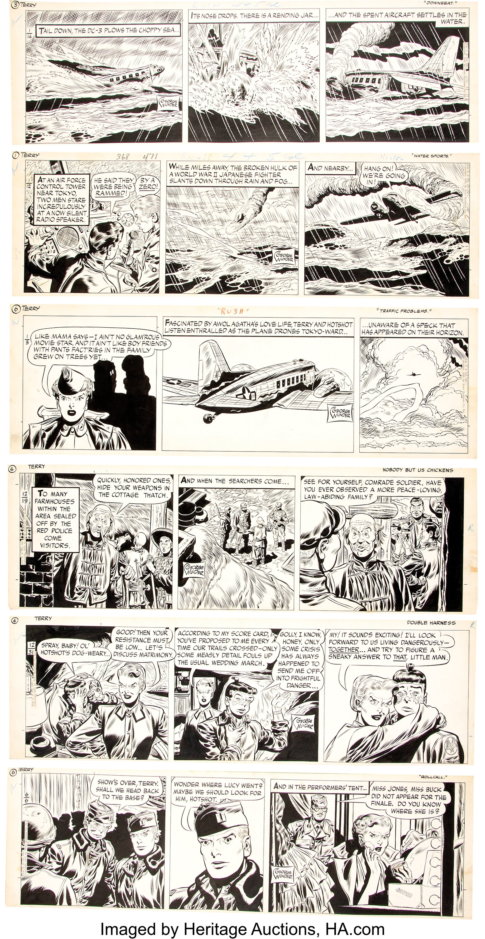 George Wunder Terry and the Pirates Daily Comic Strip Original Art ...