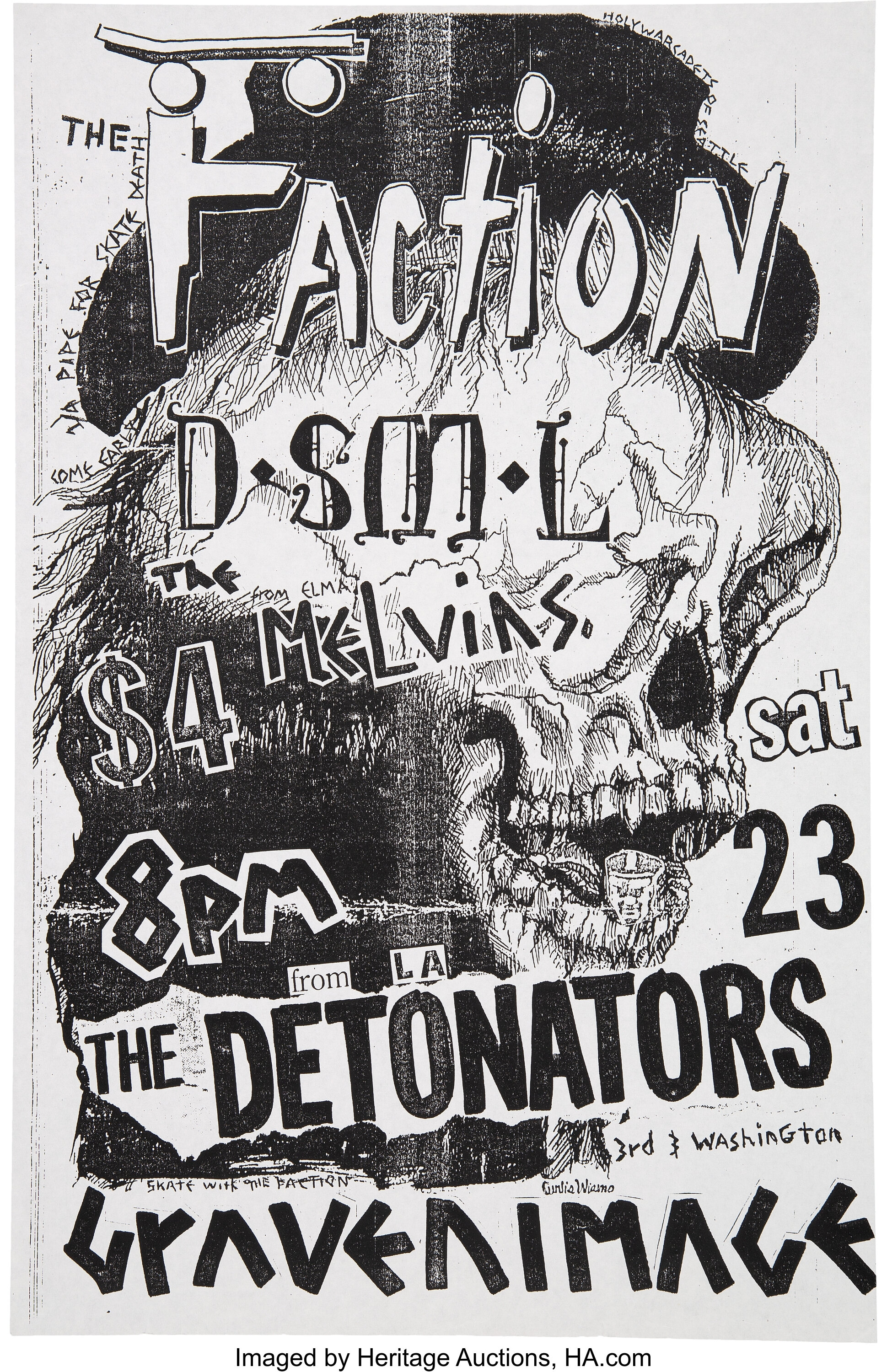 The Faction/DSML/Melvins/Detonators 11" x 17" Concert Poster (circa ...