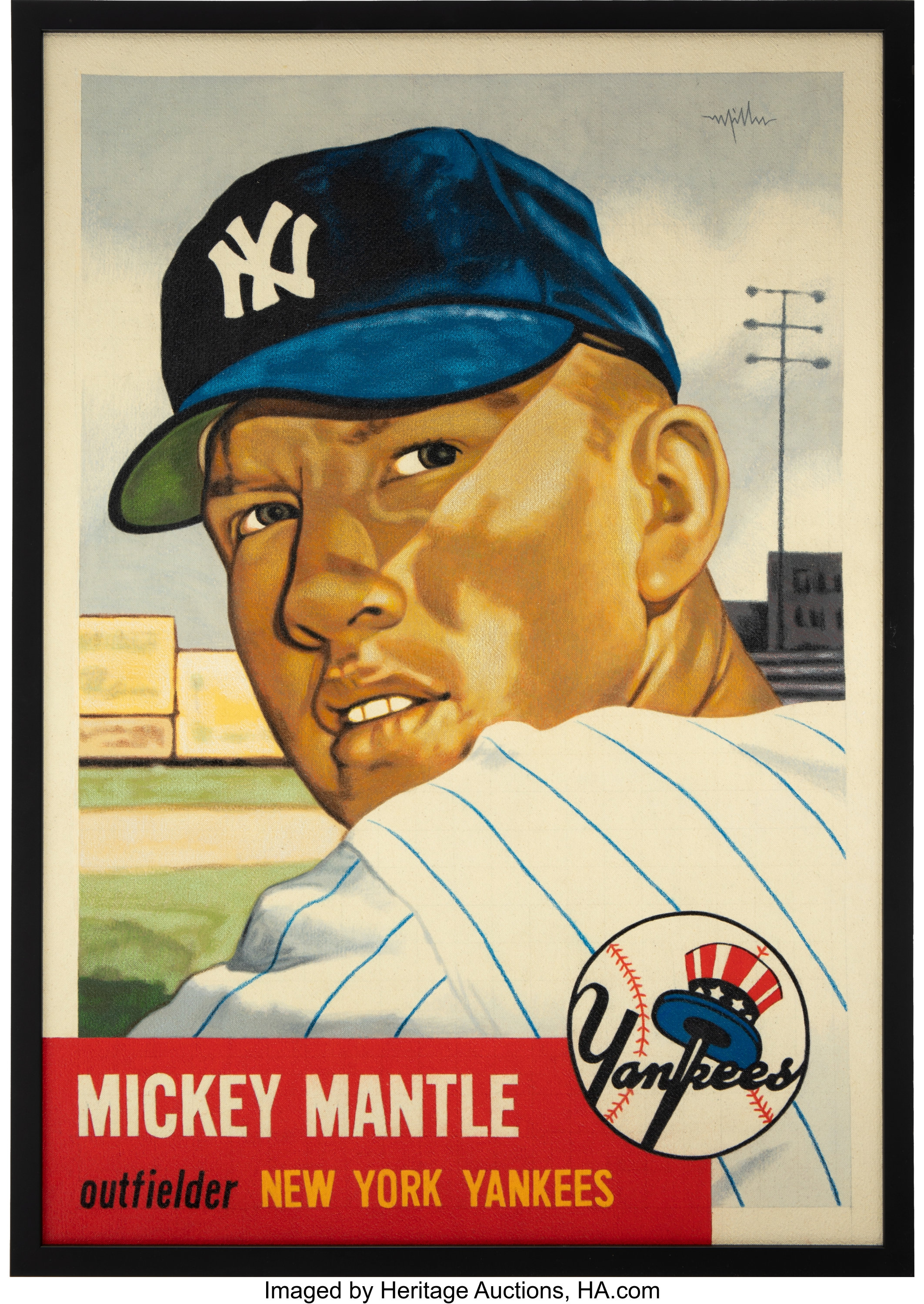 2019 Mickey Mantle (1953 Topps) Original Painting by Arthur | Lot ...