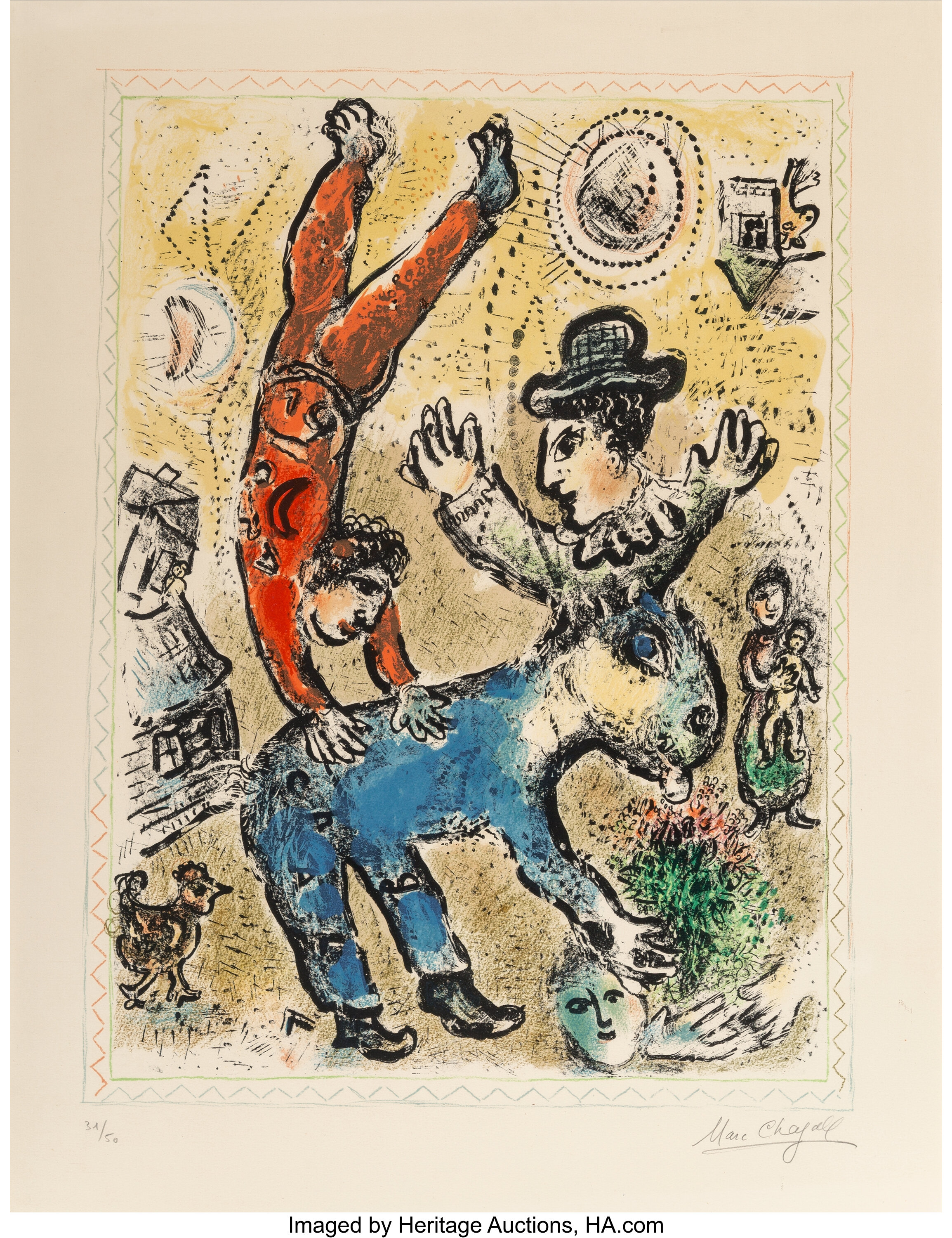 Marc Chagall (1887-1985). The Red Acrobat, 1974. Lithograph in | Lot ...