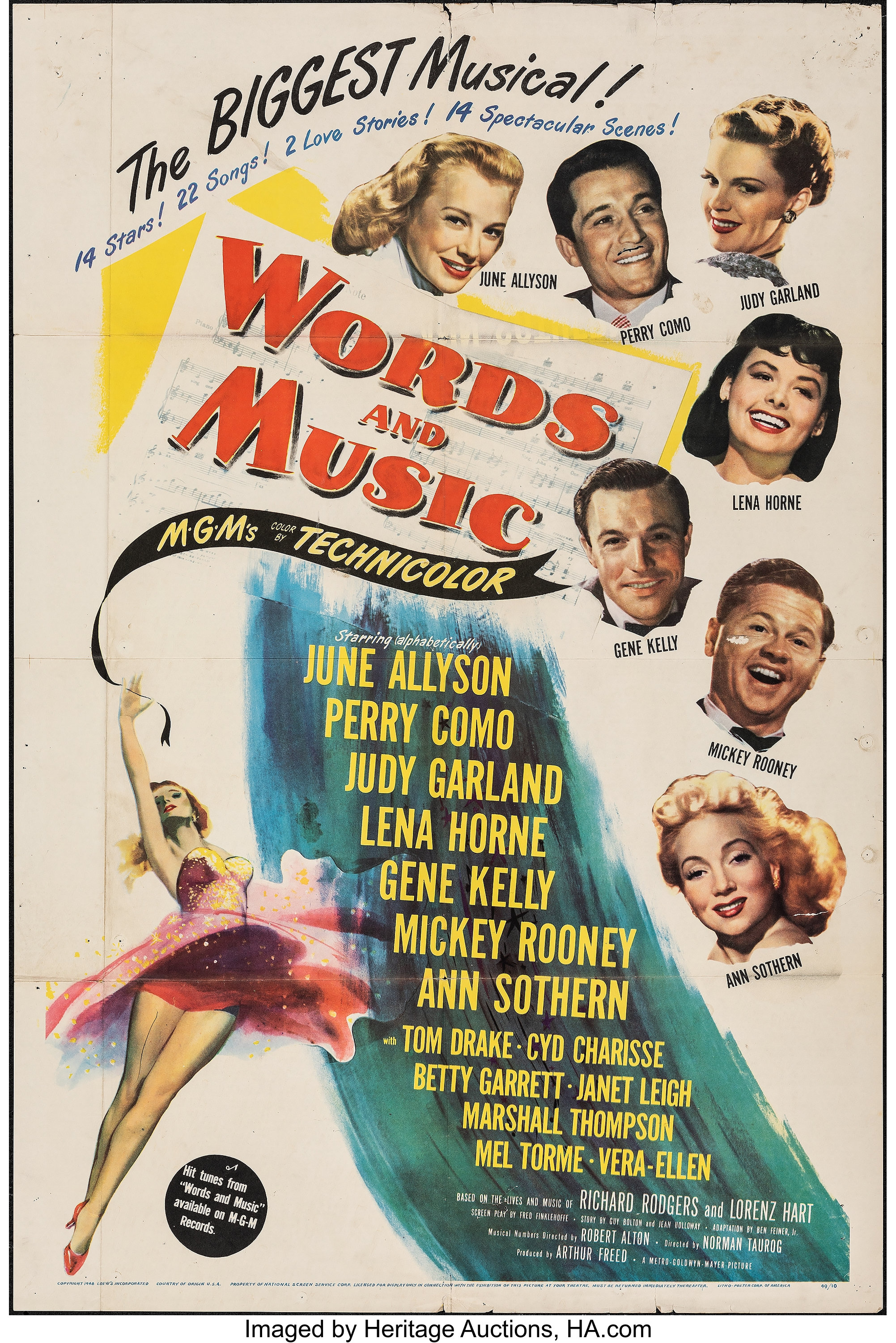 Words and Music (MGM, 1948). Folded, Fine+. One Sheet (27" X 41 ...