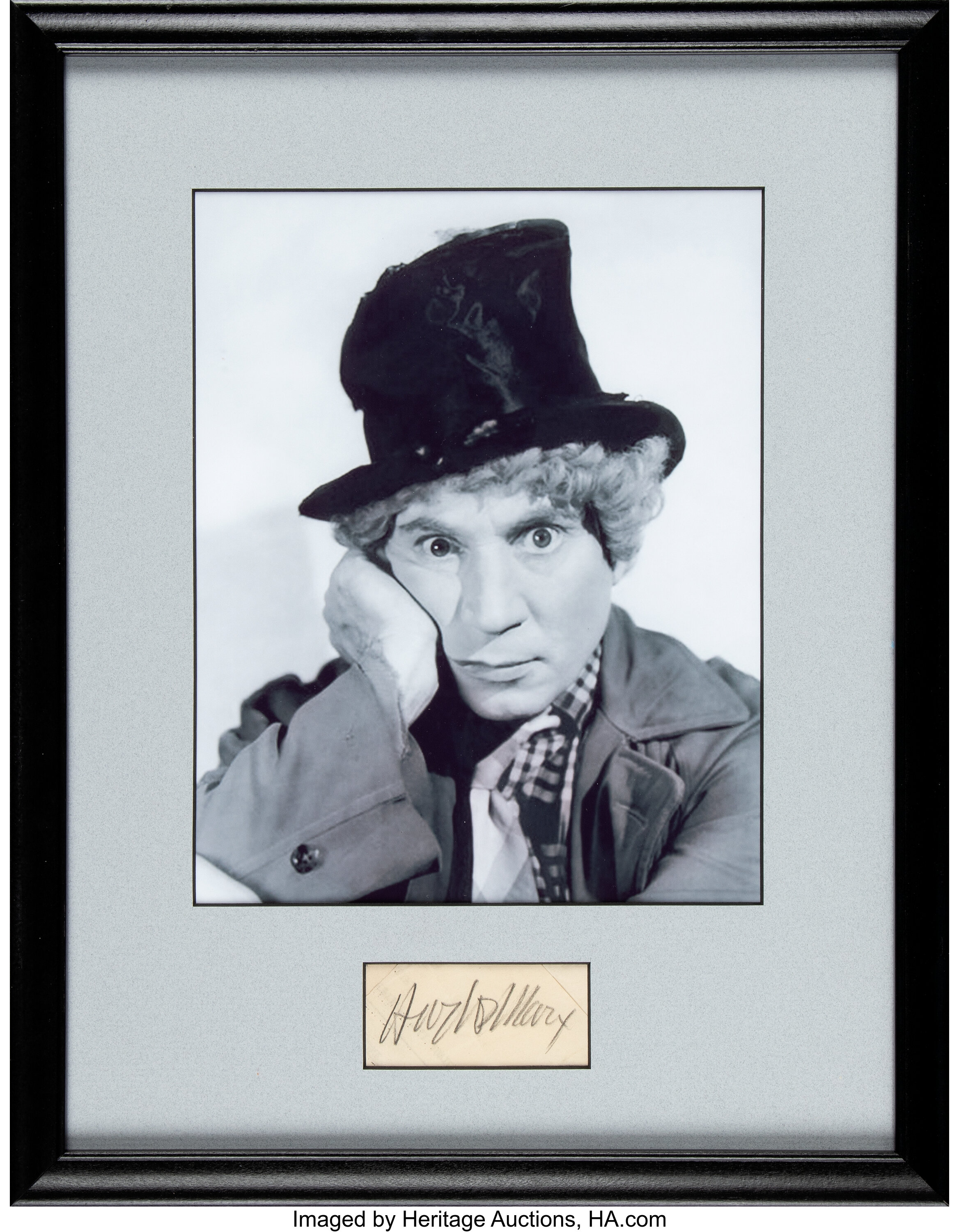 Harpo Marx Signature Matted and Framed With Promo Photo.... | Lot ...