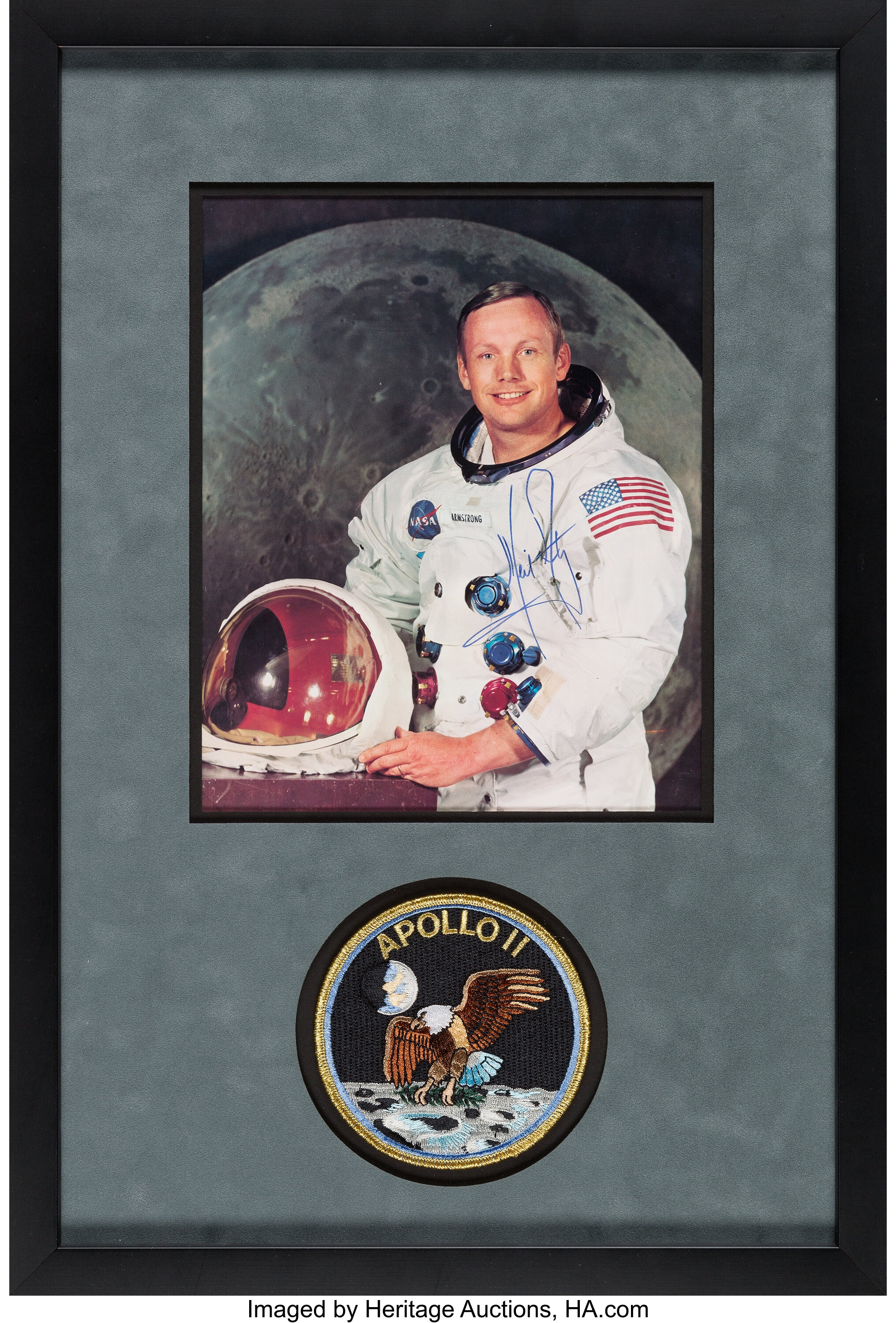 Neil Armstrong Signed, Uninscribed White Spacesuit Color Photo | Lot ...