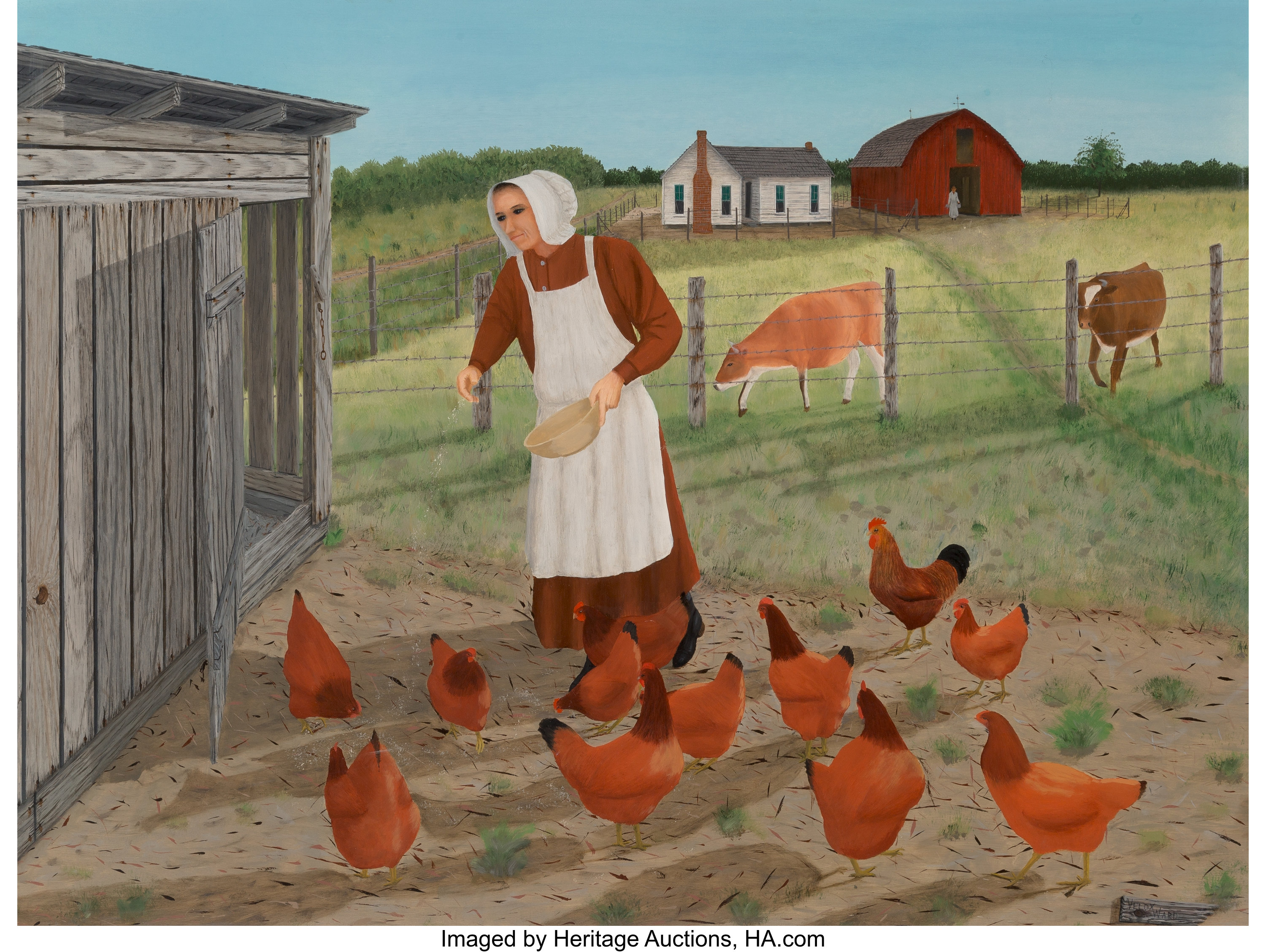 Velox Benjamin Ward (American, 1901-1994). The Cows Won't Come | Lot ...