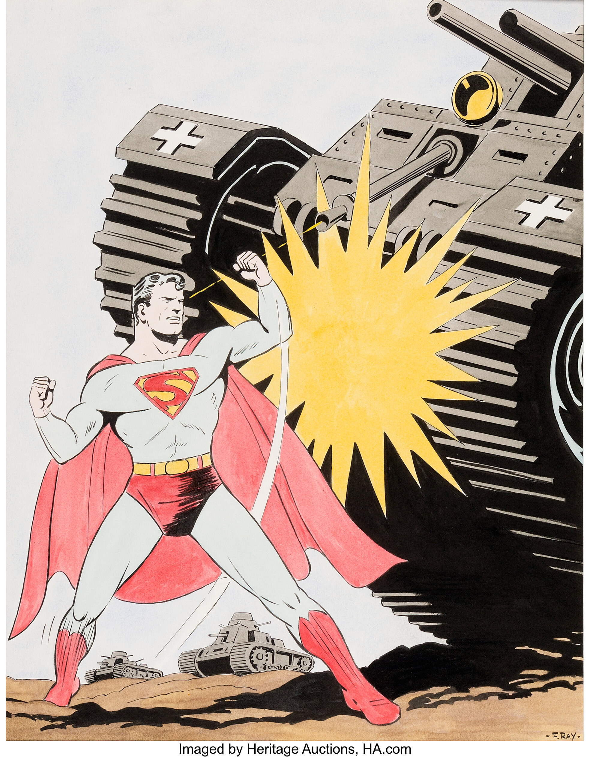 Fred Ray Action Comics #40 Cover Re-Creation Original Art (c. | Lot ...
