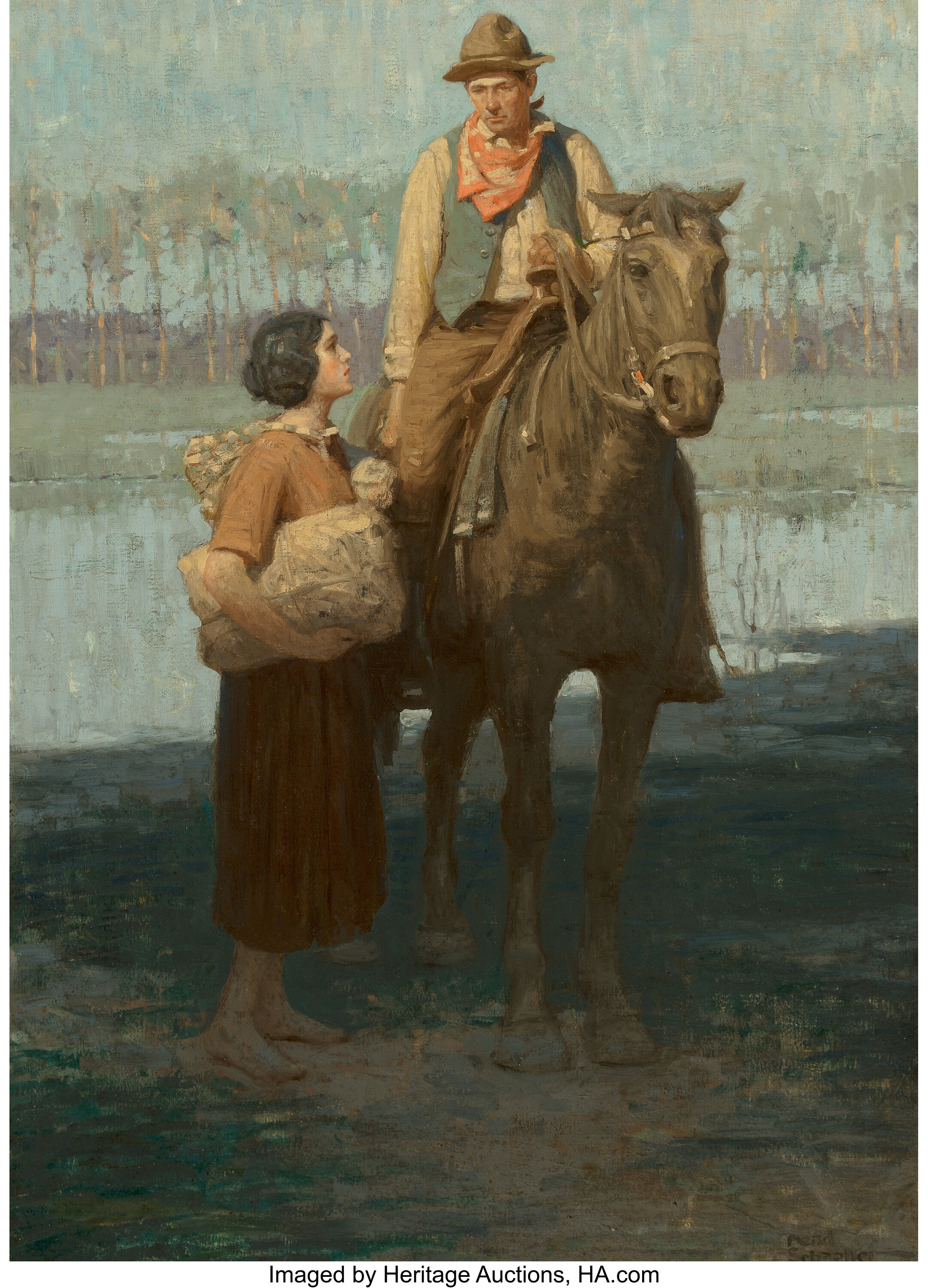 Mead Schaeffer (American, 1898-1980). Interlude. Oil on canvas. 38 ...