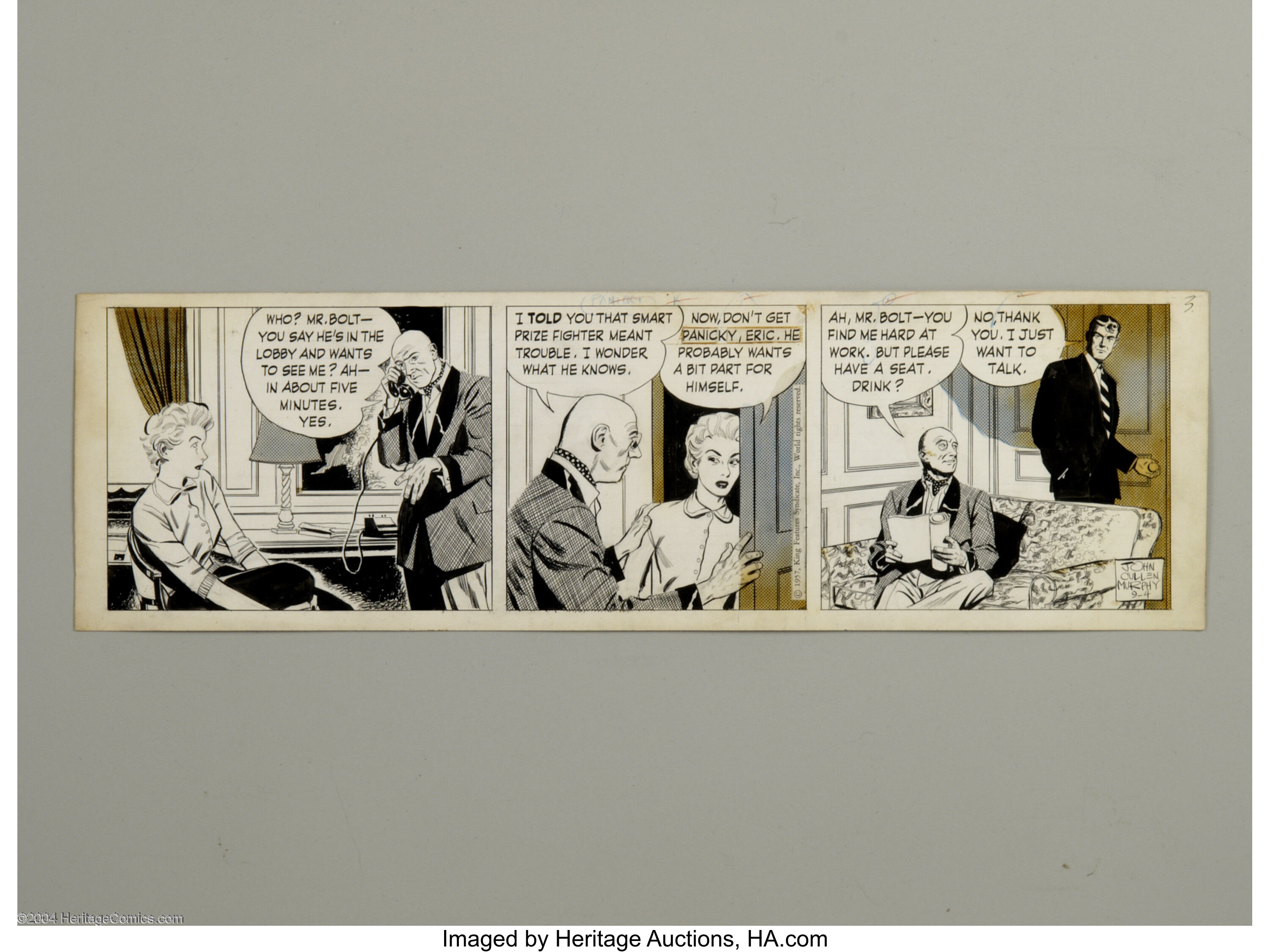 John Cullen Murphy - Big Ben Bolt Daily Comic Strip Original Art, | Lot ...