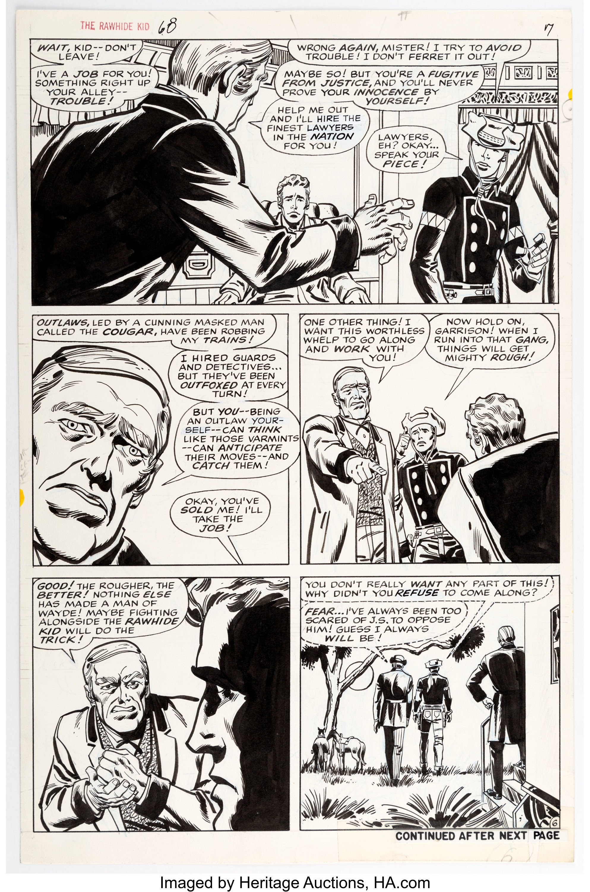 Larry Lieber and Sal Buscema The Rawhide Kid #68 Story Page 6 | Lot ...