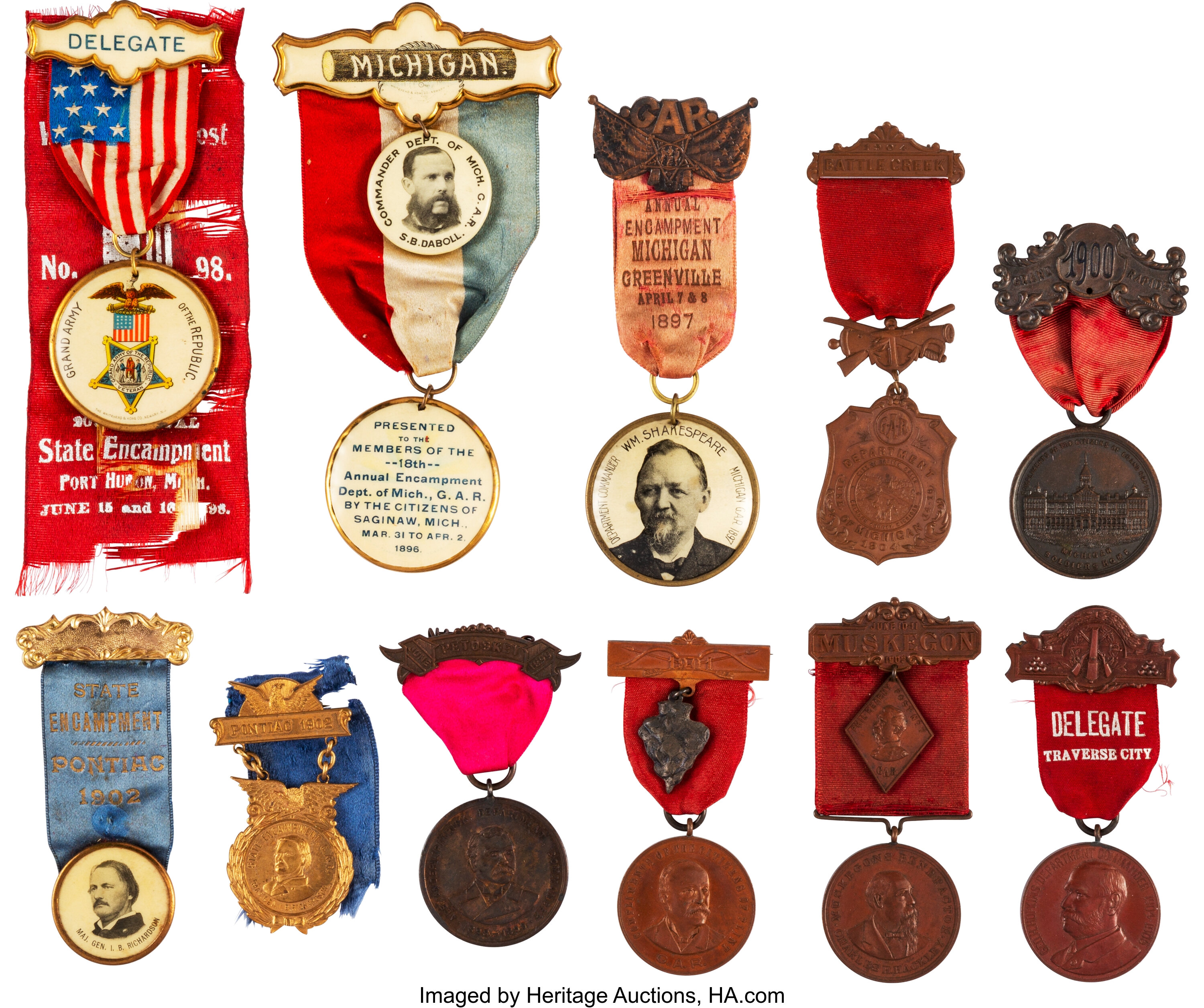 G.A.R. Michigan State Encampment Badges.. ... Military & Patriotic ...