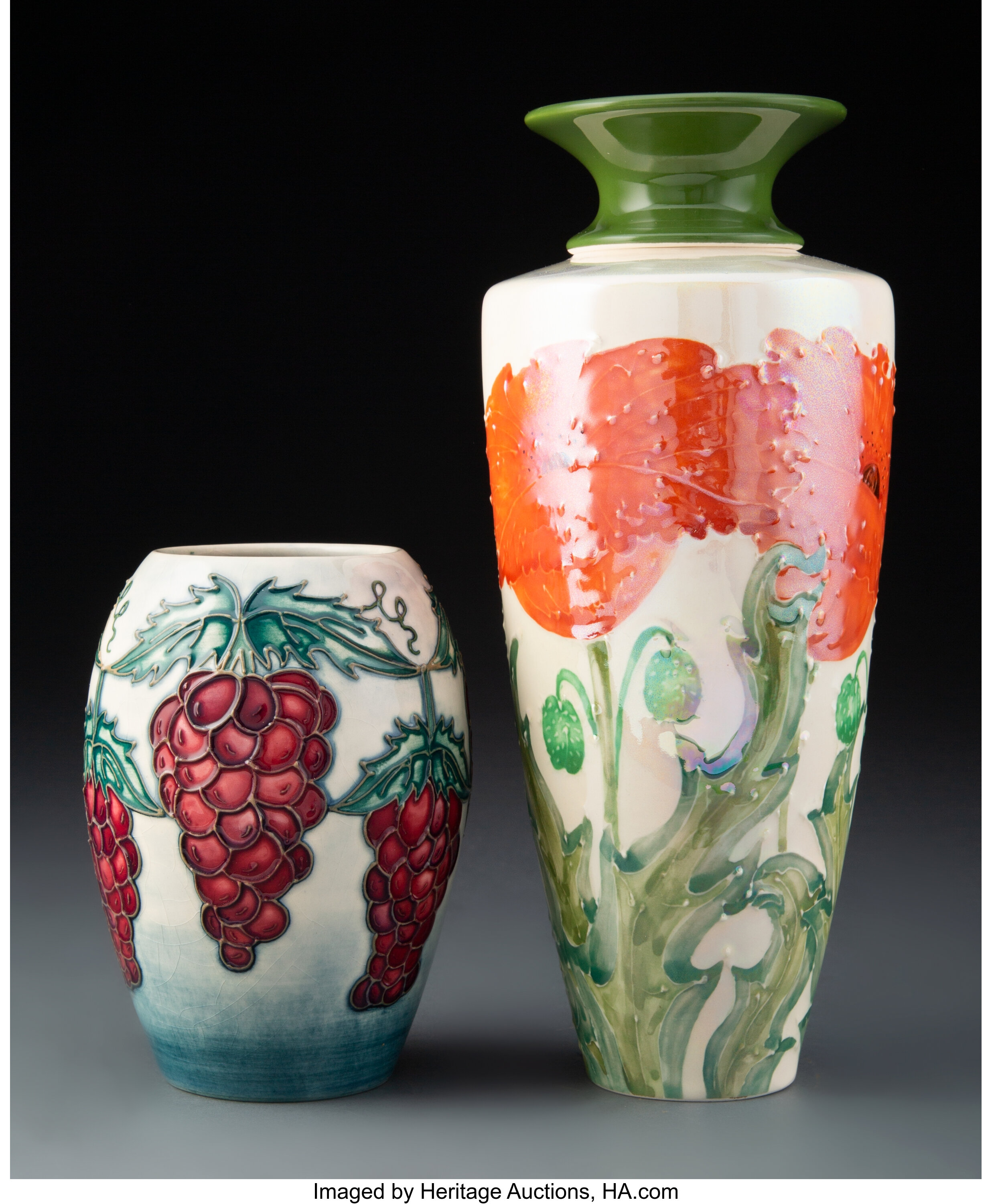 William Moorcroft Pottery Grapes Pattern Vase and Lise Moorcroft | Lot ...