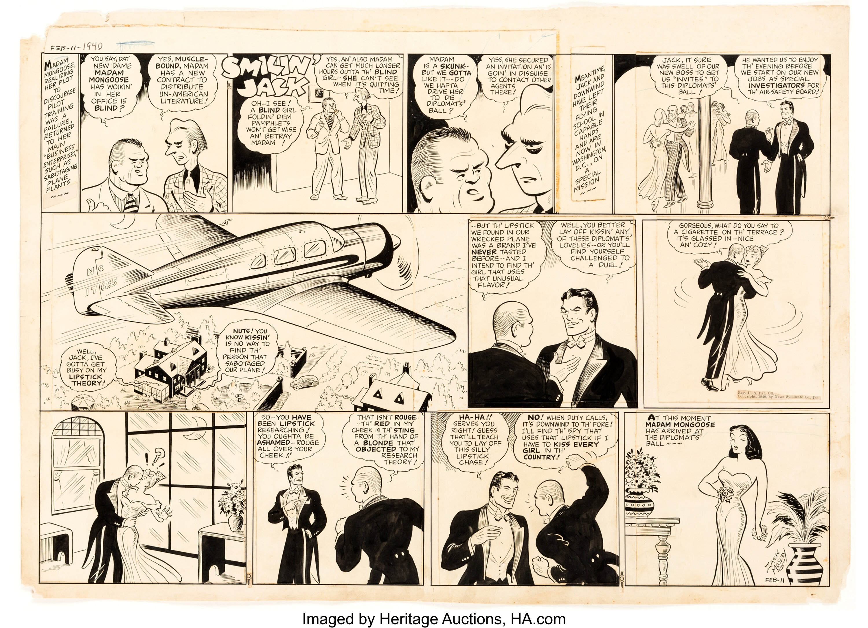 Zack Mosley Smilin' Jack Sunday Comic Strip Original Art dated | Lot ...