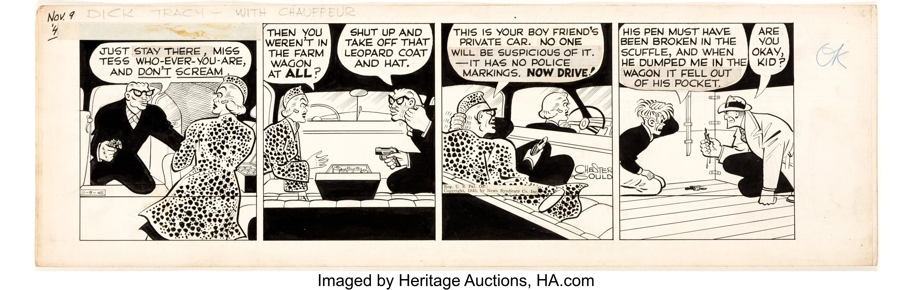 Chester Gould Dick Tracy Daily Comic Strip Original Art dated | Lot ...