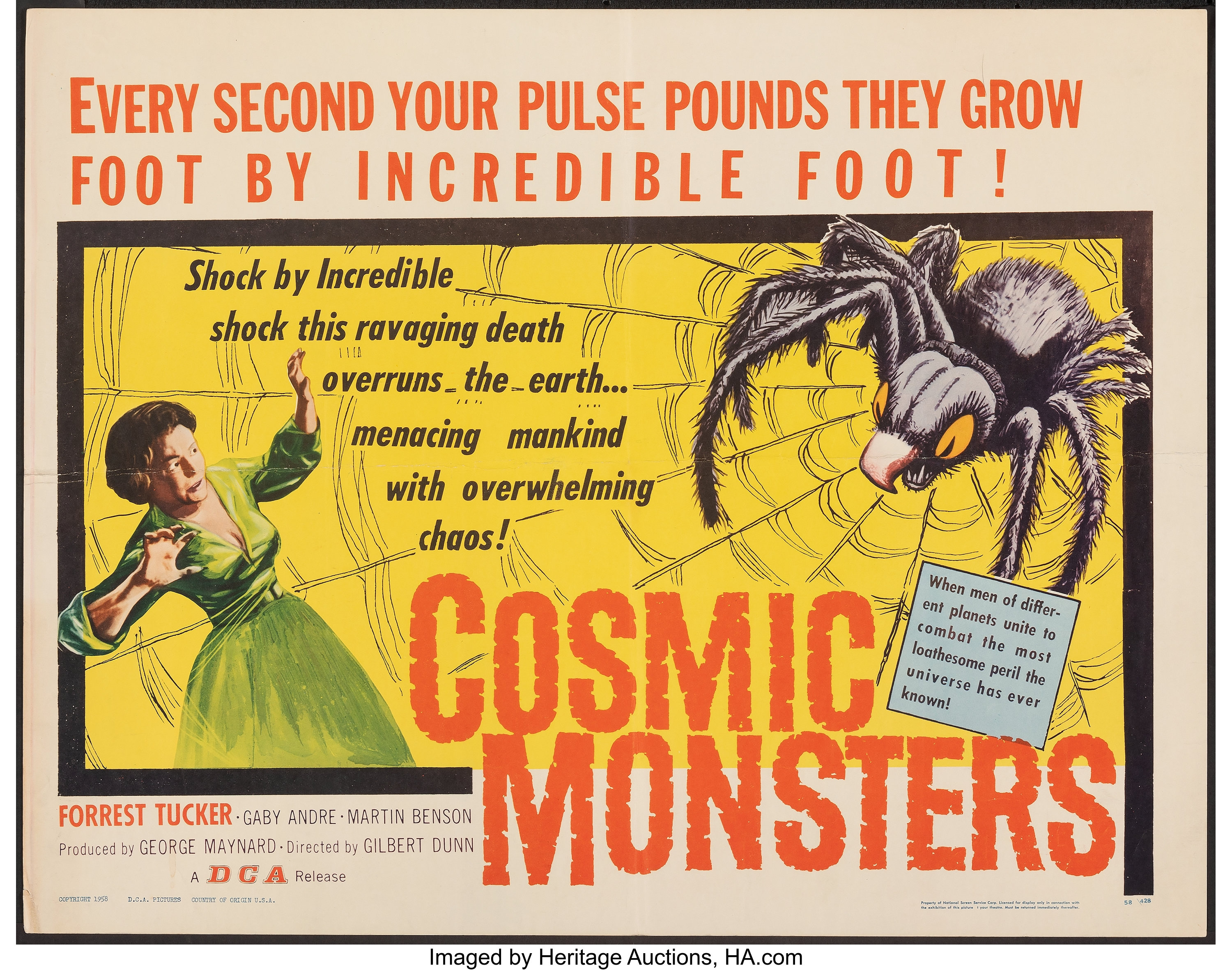 Cosmic Monsters (DCA, 1958). Folded, Very Fine-. Half Sheet (22" X ...