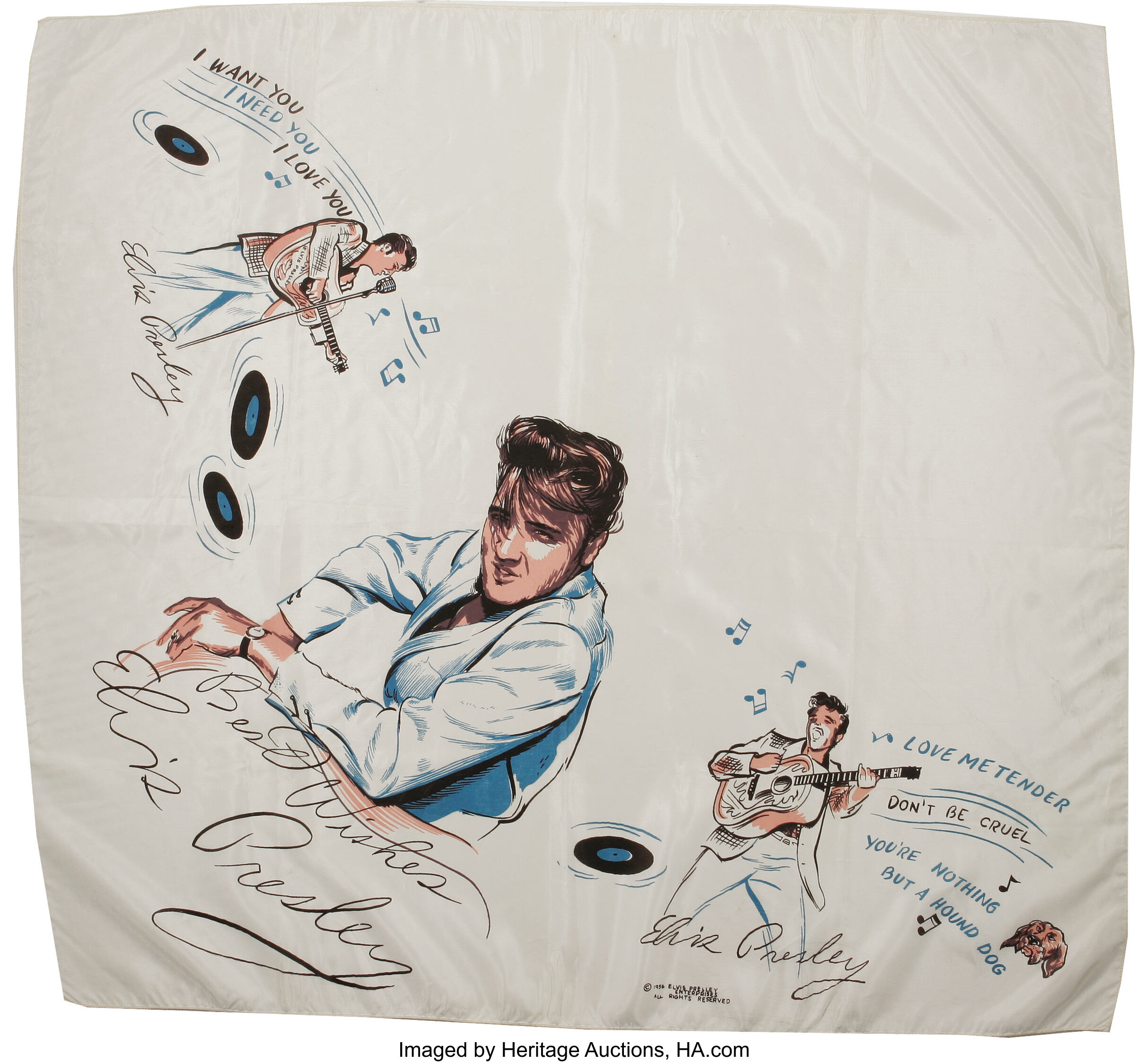 Elvis Presley Vintage 1956 Scarf. A rare vintage scarf with an | Lot ...