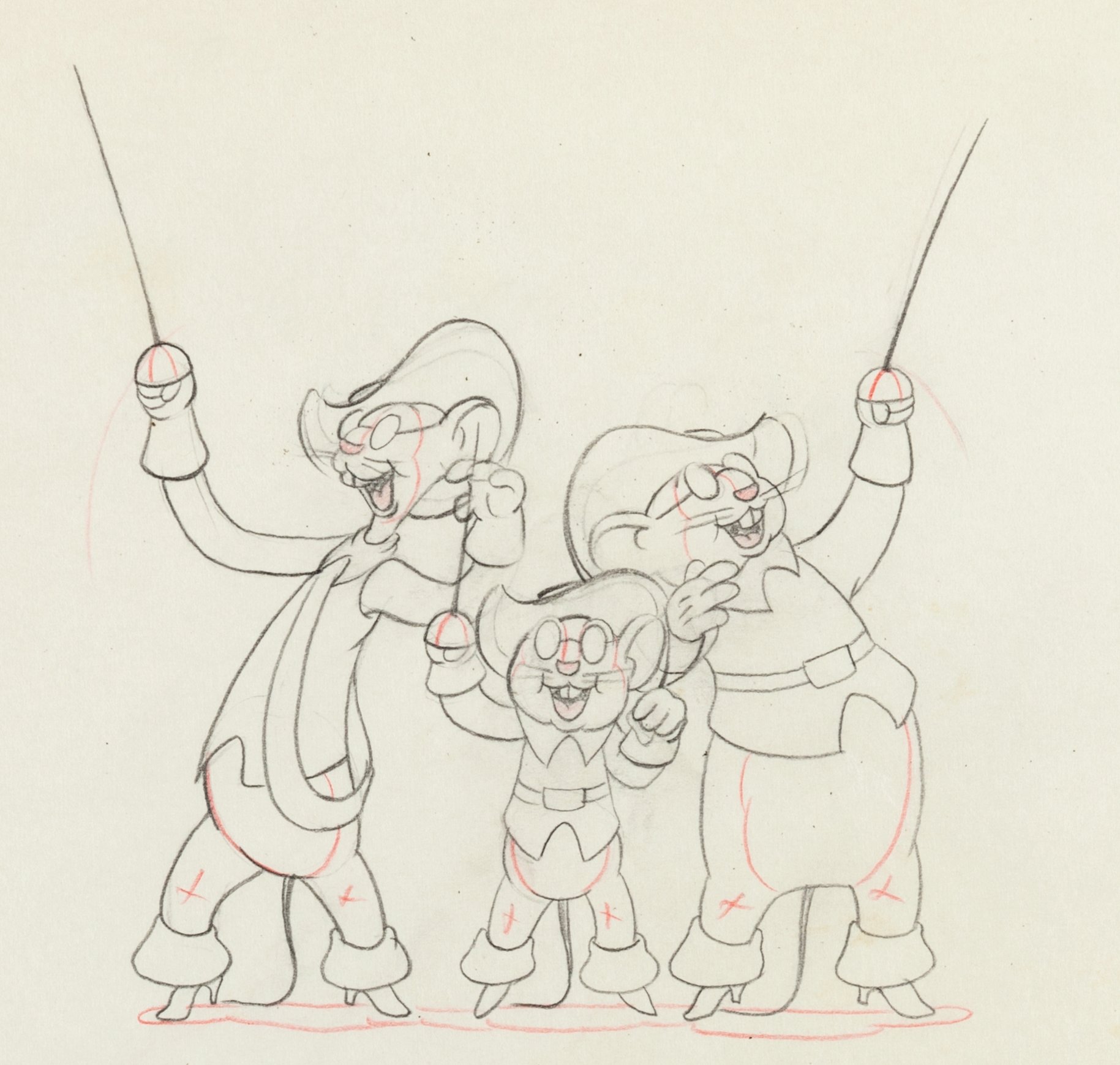 Three Blind Mouseketeers Production Drawing Animation Art (Walt | Lot ...