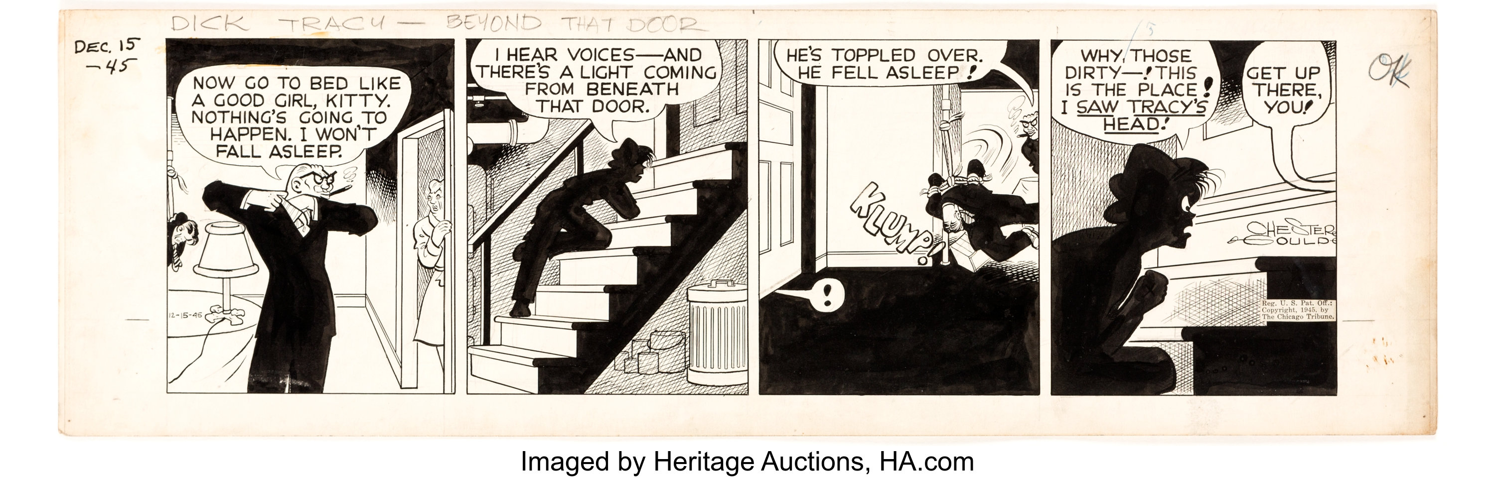Chester Gould Dick Tracy Daily Comic Strip Original Art dated | Lot ...
