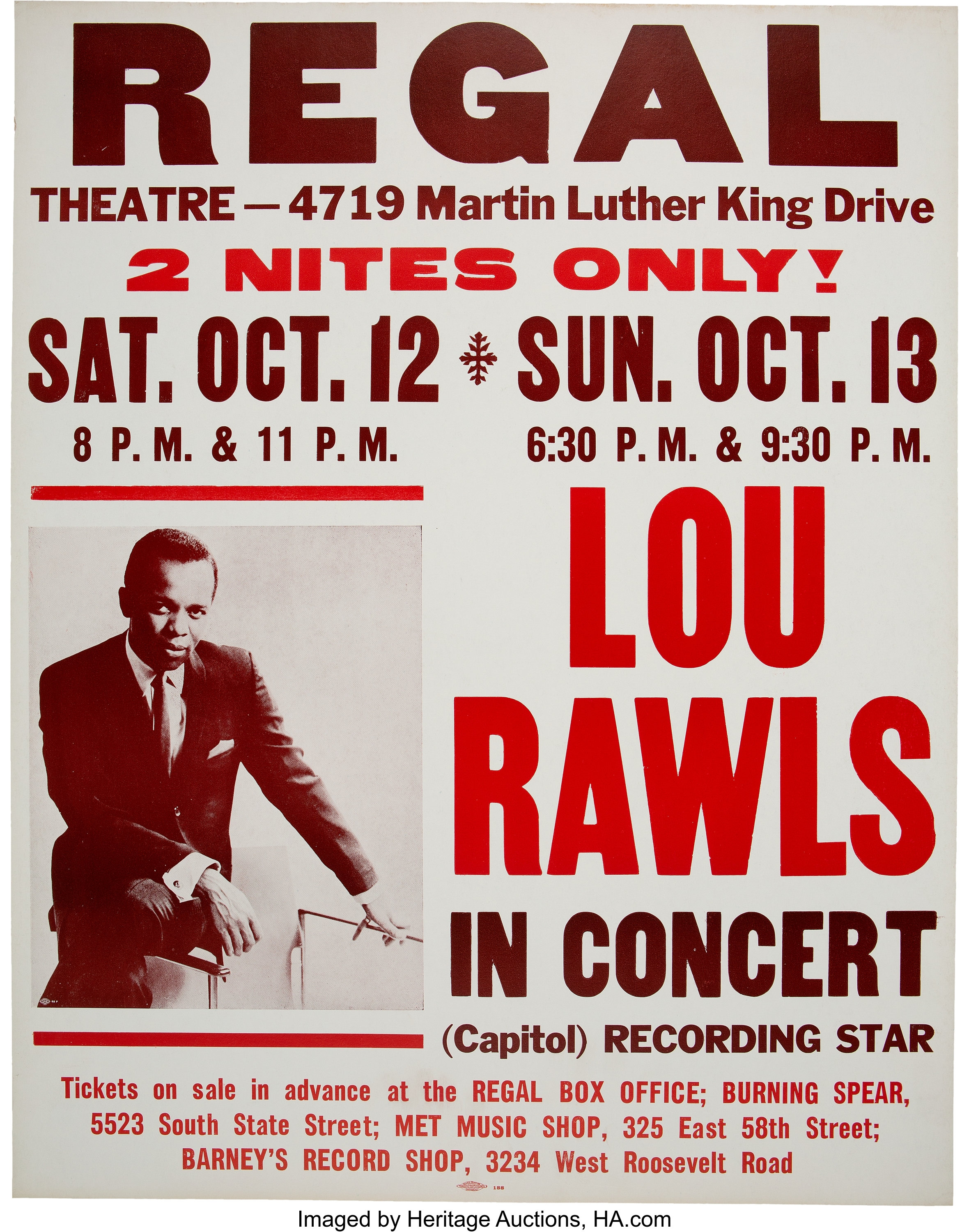 Lou Rawls 1968 Regal Theatre, Chicago (His Home Town) Jumbo Concert ...
