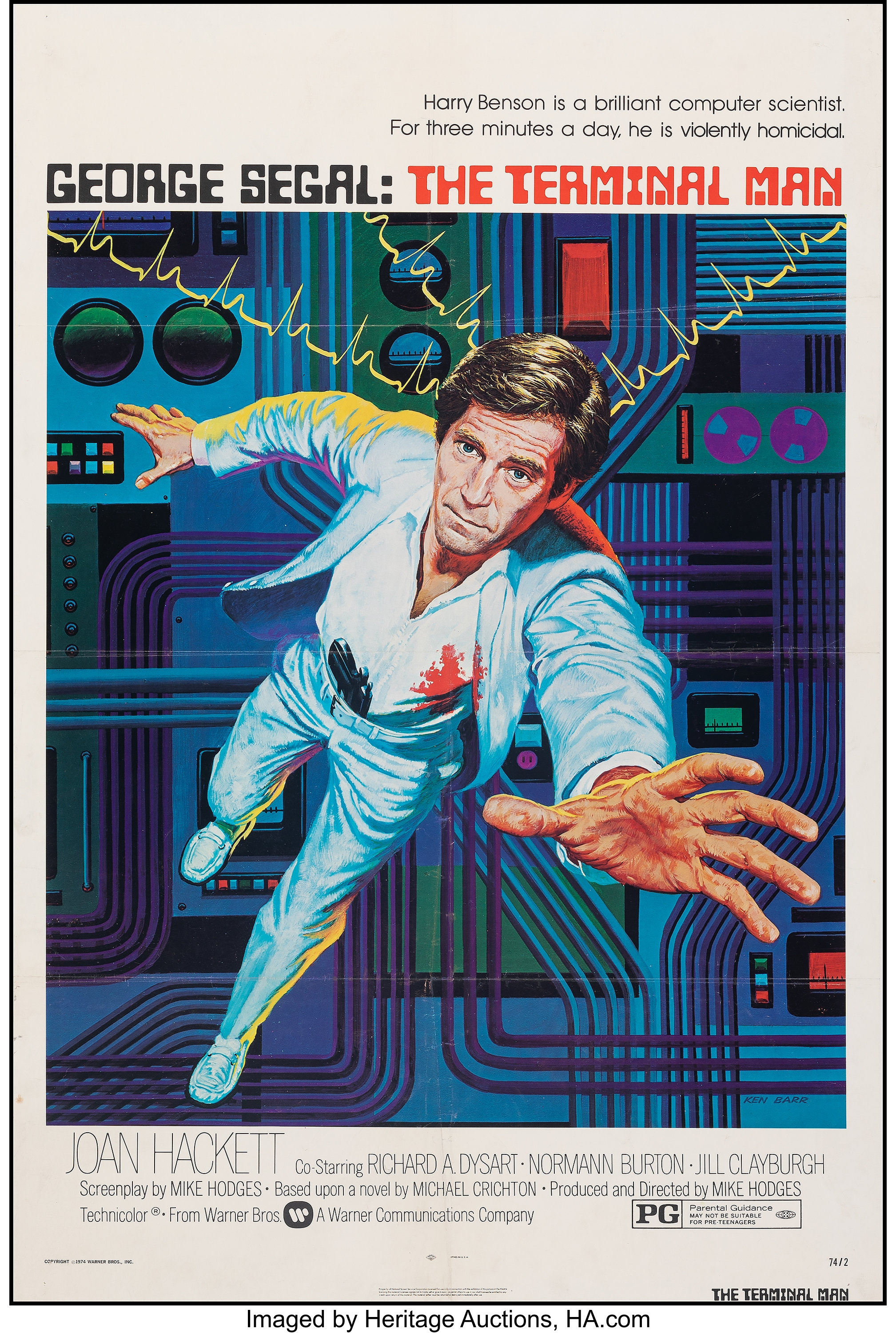 The Terminal Man (Warner Bros., 1974). Fine/Very Fine on Linen. One ...