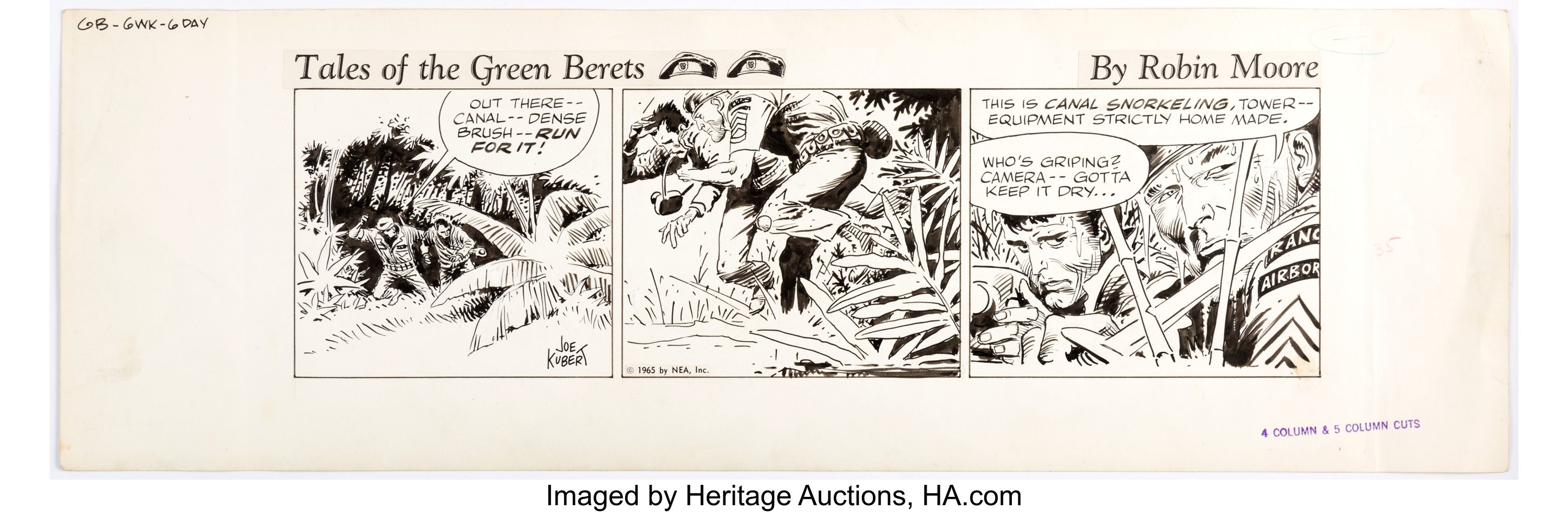 Joe Kubert Tales of the Green Berets Daily Comic Strip Original Art ...