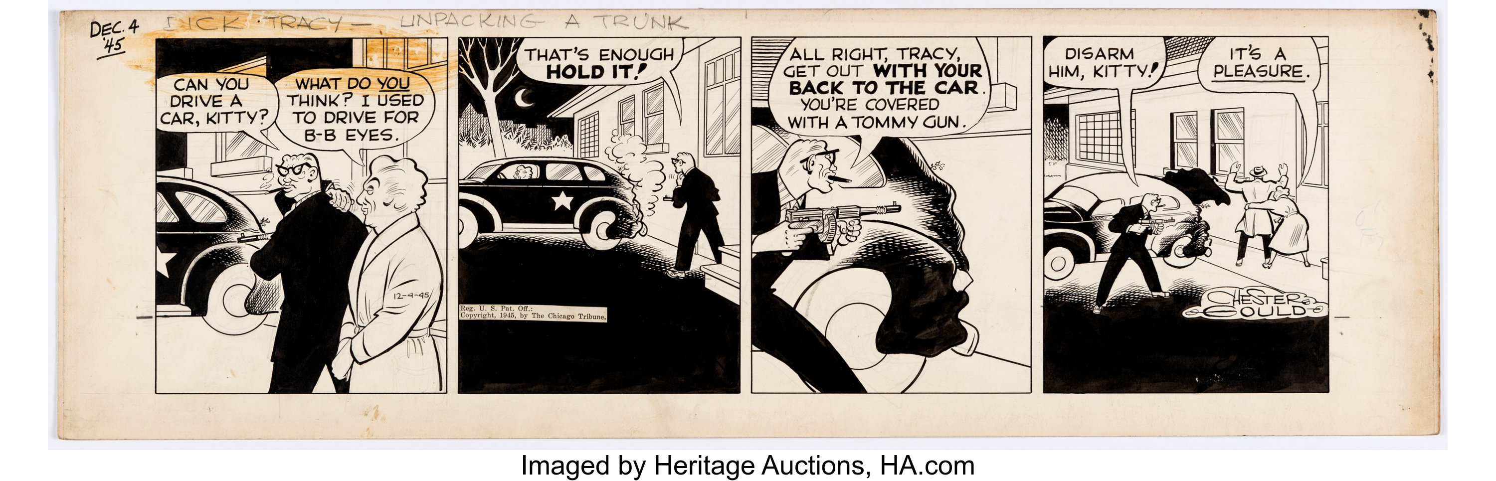 Chester Gould Dick Tracy Daily Comic Strip Original Art dated | Lot ...