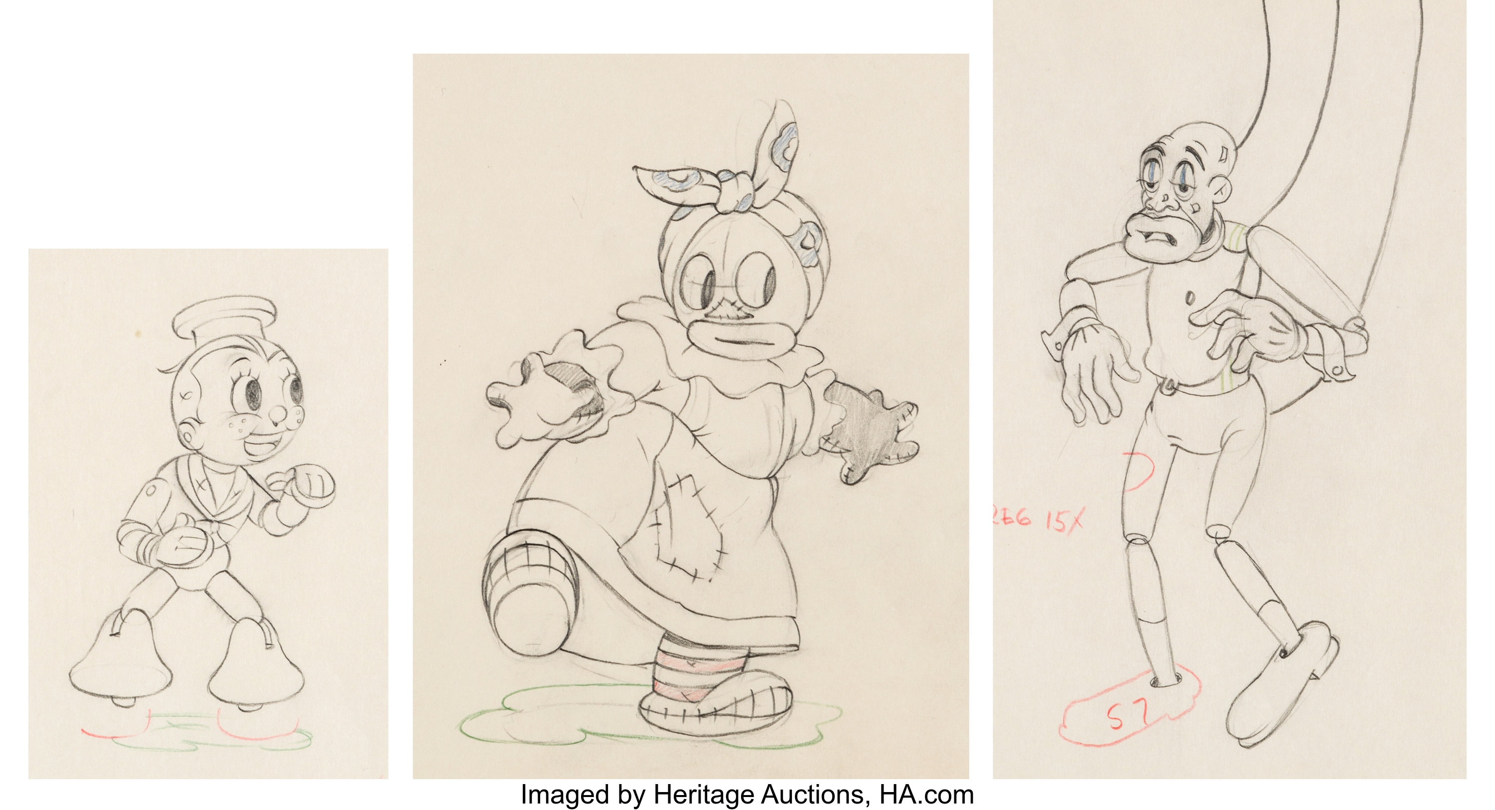 Broken Toys Animation Drawing Group of 3 (Walt Disney, 1935).... | Lot ...