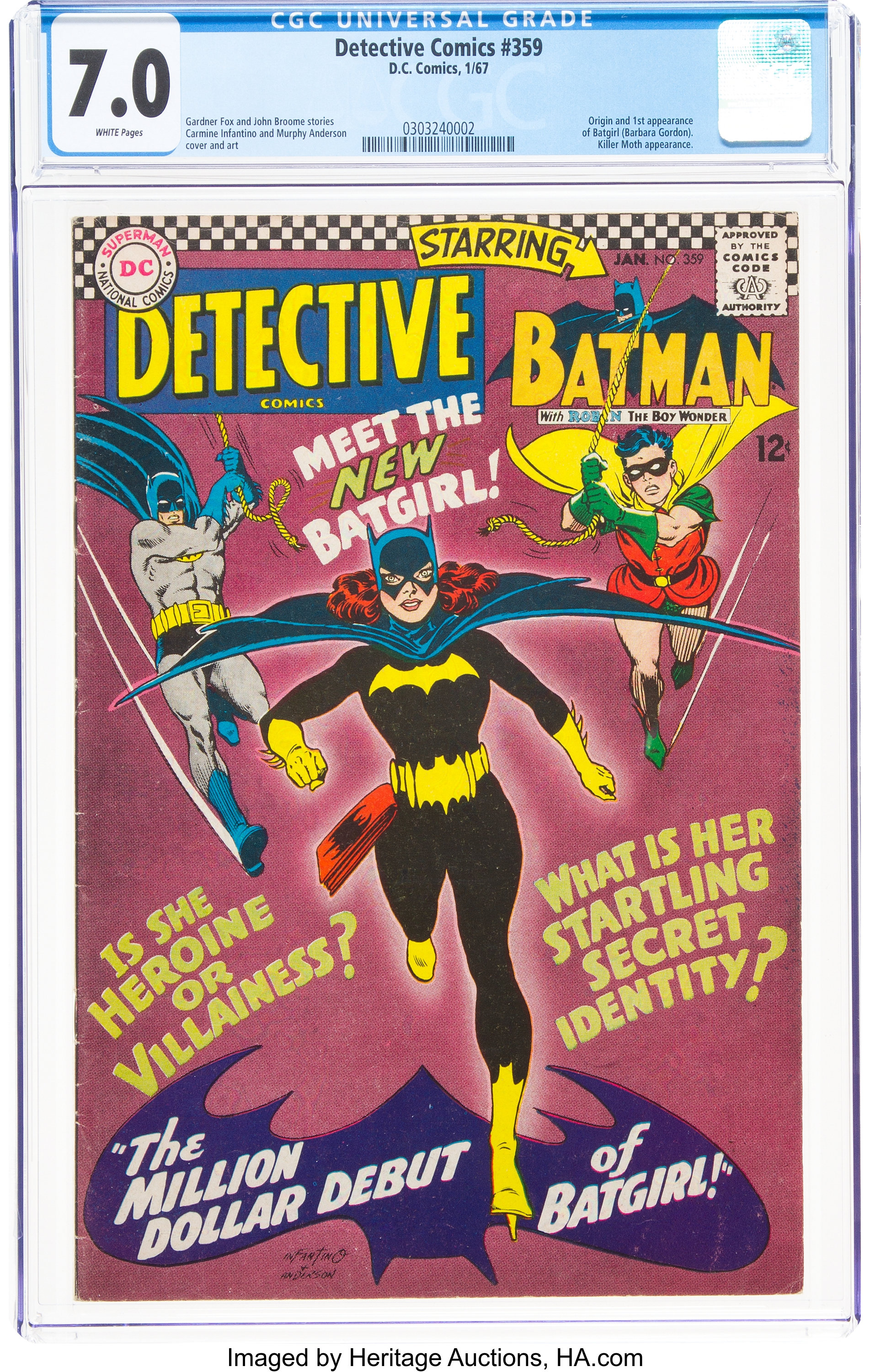 Detective Comics #359 (DC, 1967) CGC FN/VF 7.0 White pages.... | Lot ...
