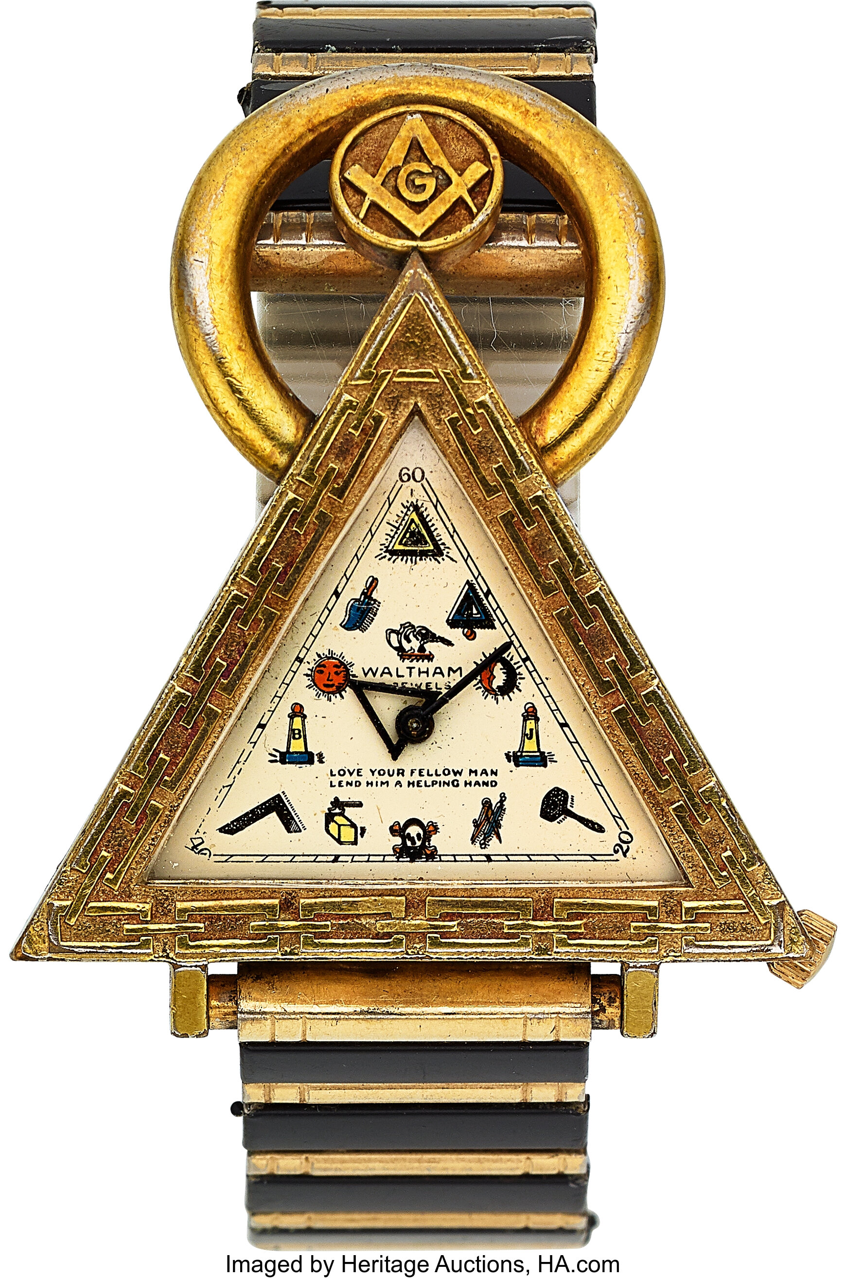 Waltham, Swiss Triangular Masonic Wristwatch, circa 1960's. ... | Lot ...