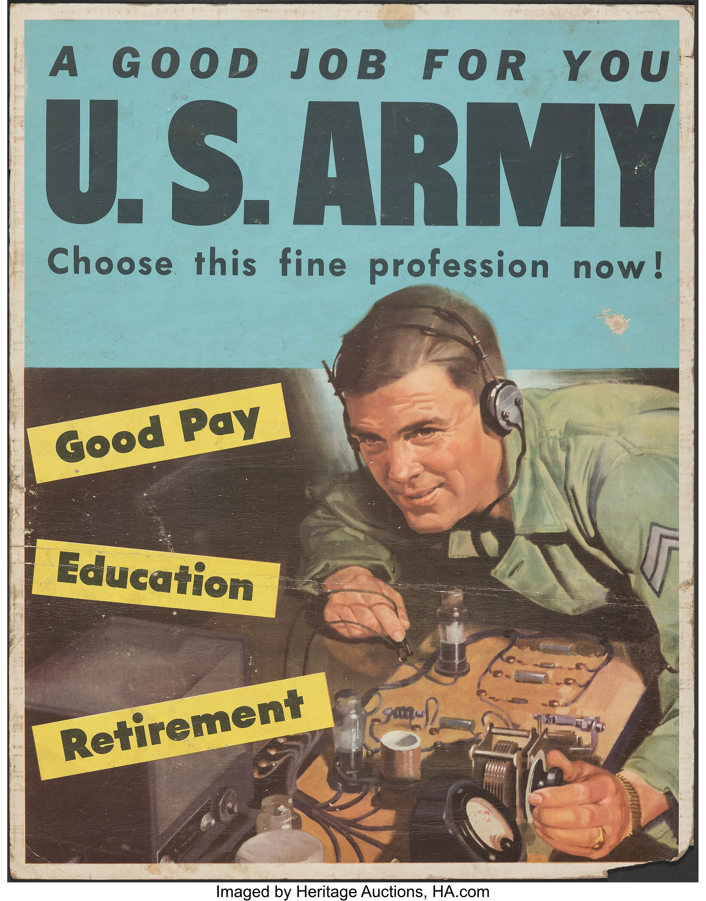 Military Lot (U.S. Army, c. 1945). Fine-. Recruitment Cardstock | Lot ...