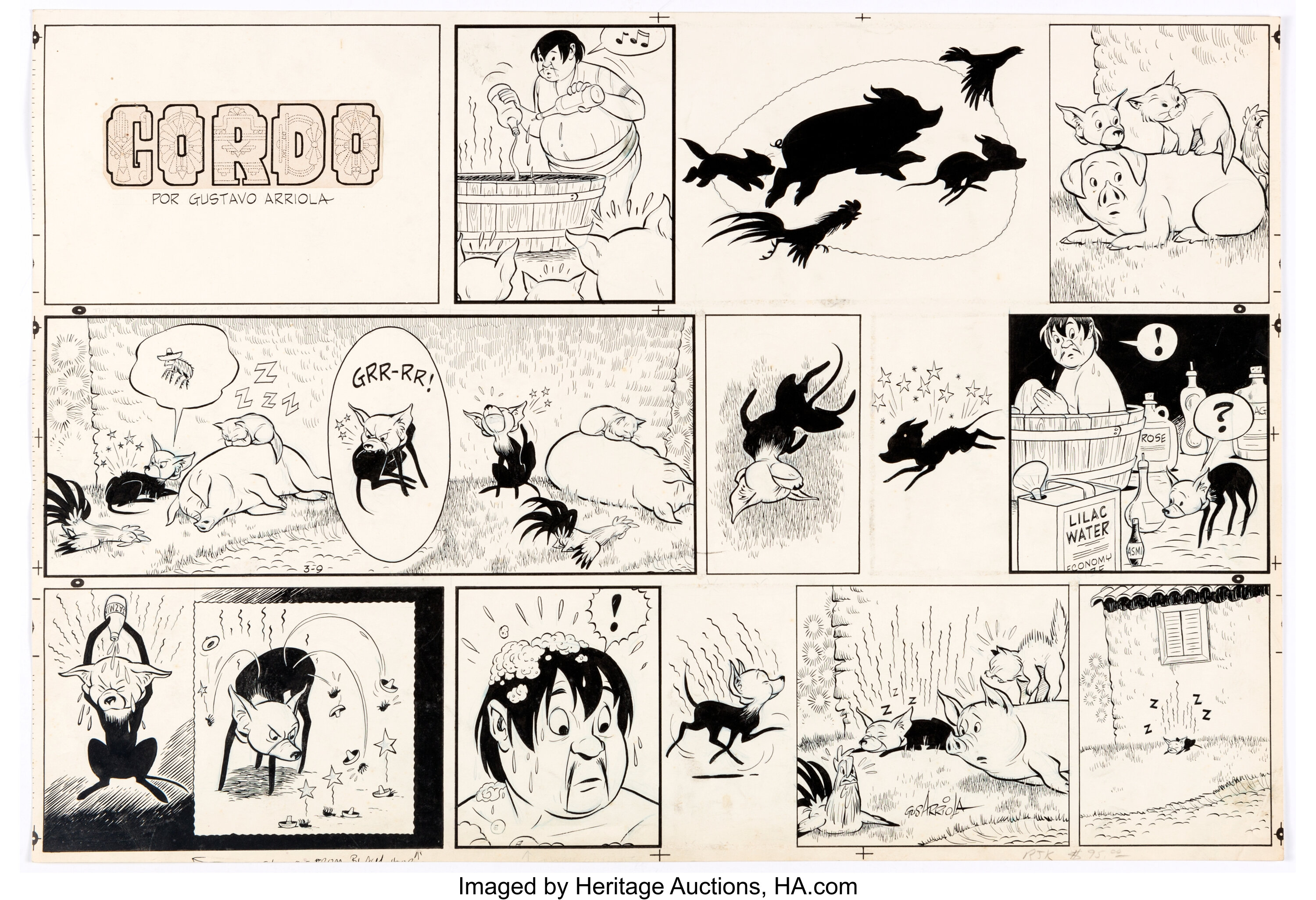Gus Arriola Gordo Sunday Comic Strip Original Art dated 3-9 (United ...