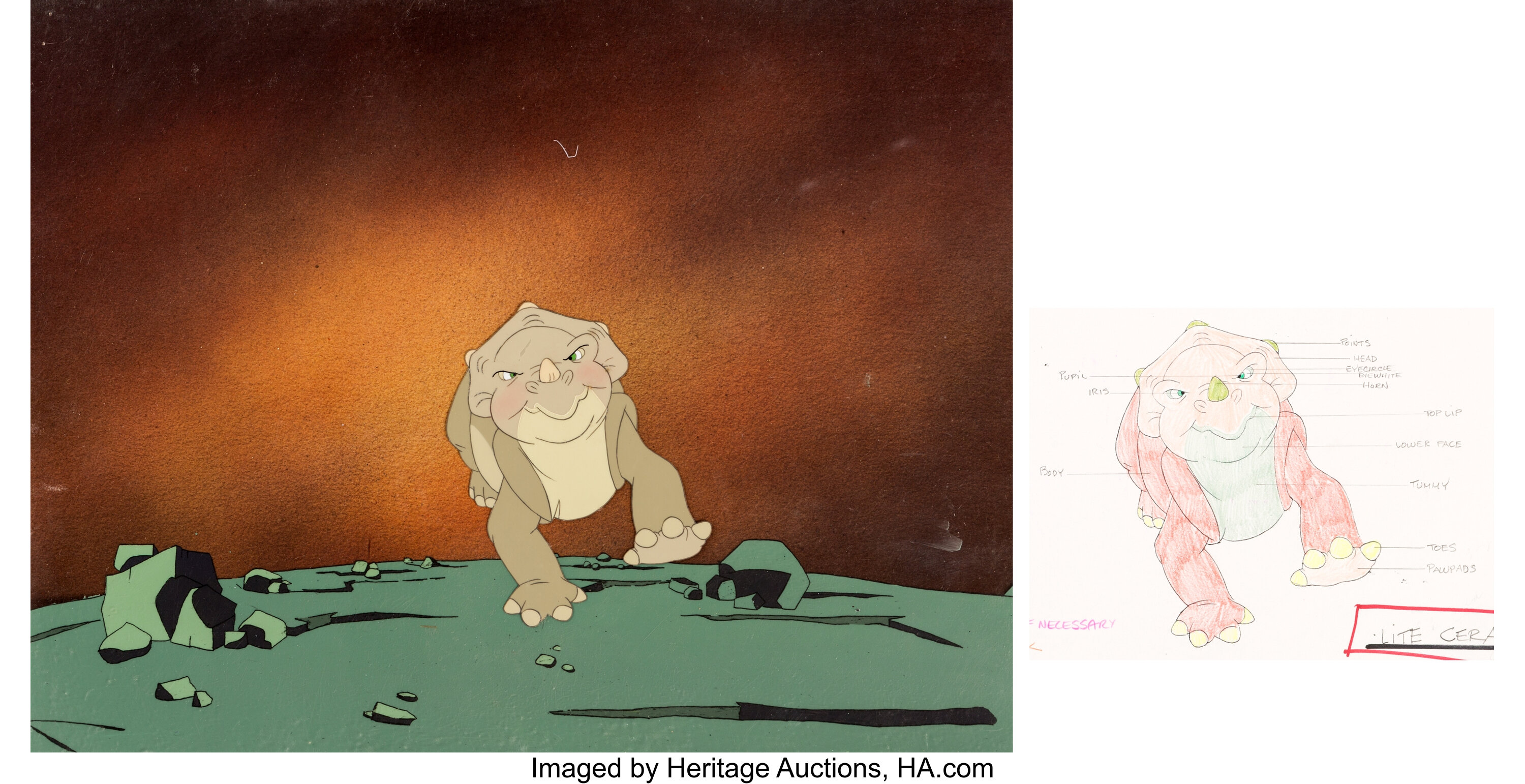 The Land Before Time Cera Production Cel Setup and Color Model | Lot ...