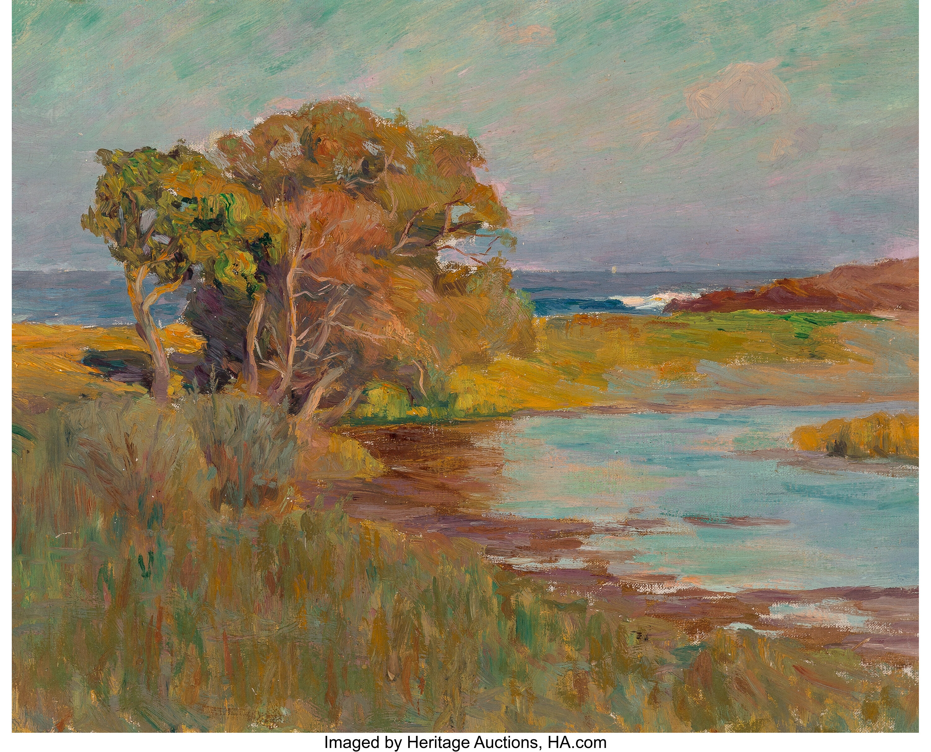 Walter A. Clark (American, 1848-1917). The Inlet. Oil on canvas. 16 ...